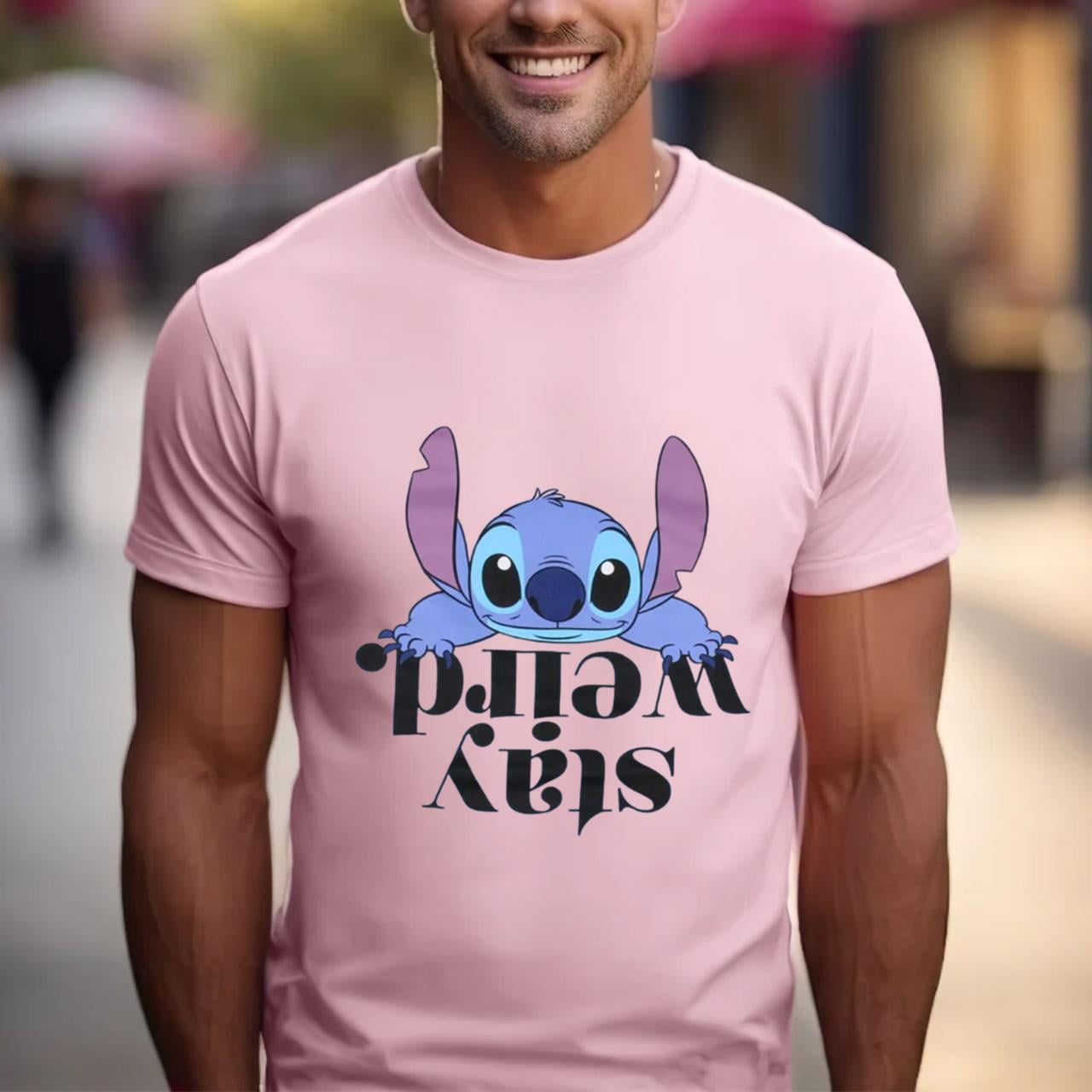Disney Lilo And Stitch Mens' Upside Down Stay Weird Graphic Print T ...