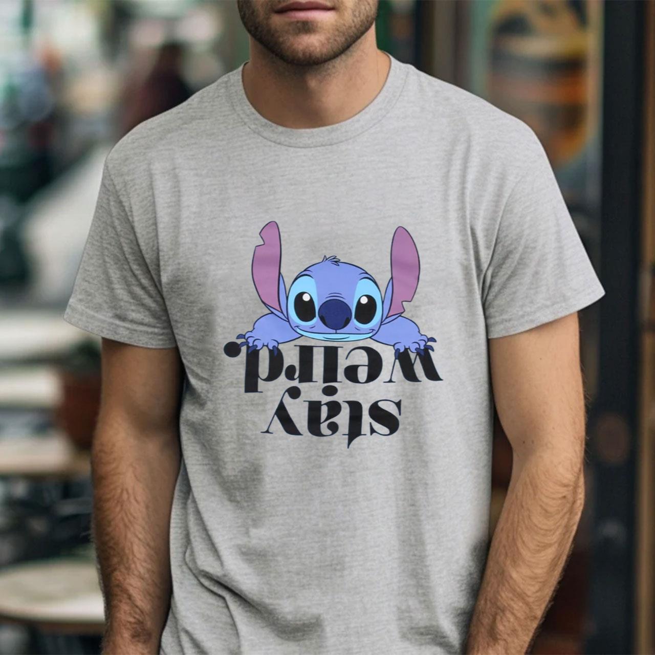 Disney Lilo And Stitch Mens' Upside Down Stay Weird Graphic Print T ...