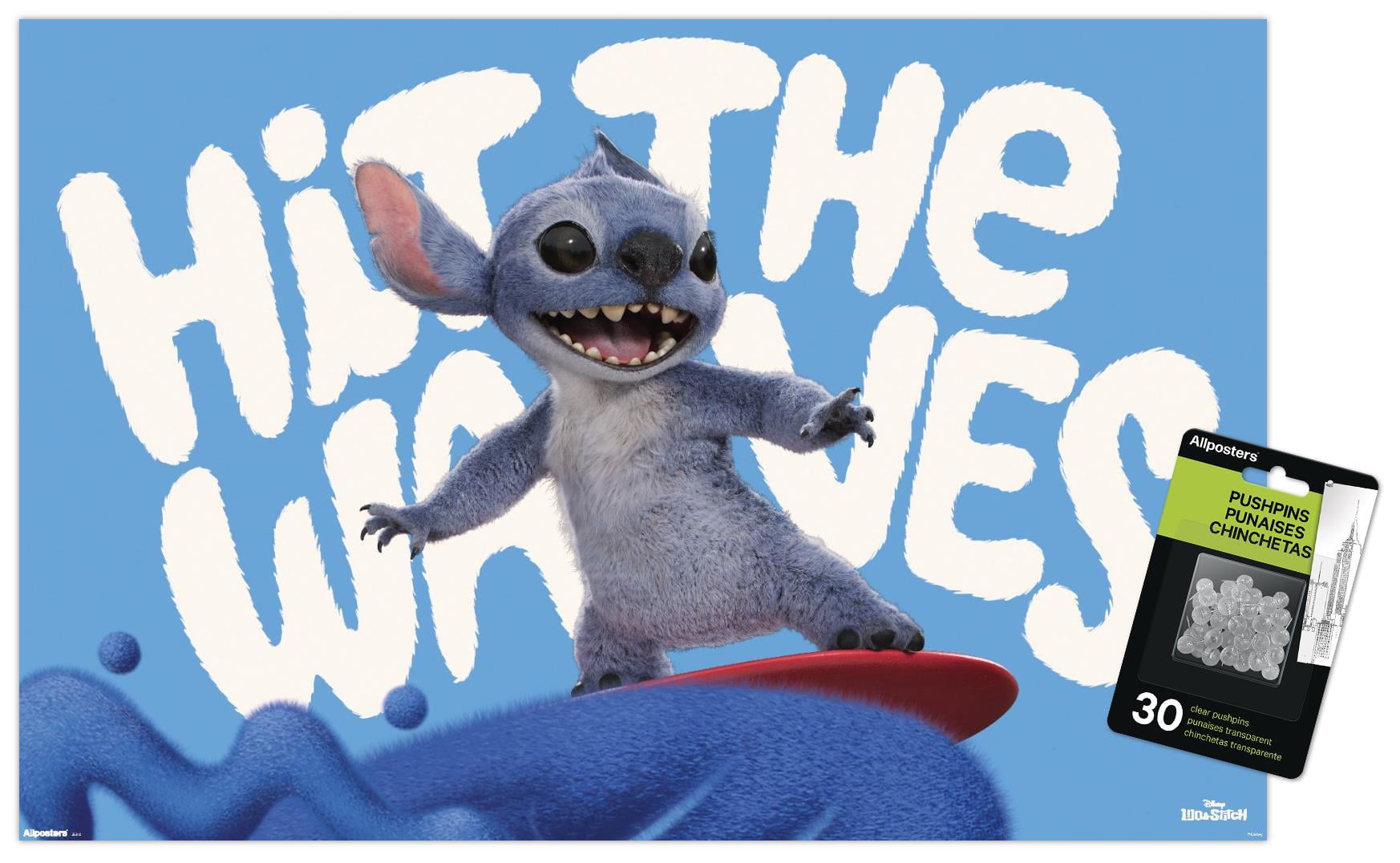 Disney Lilo & Stitch (2025) - Hit The Waves Wall Poster with Push Pins ...