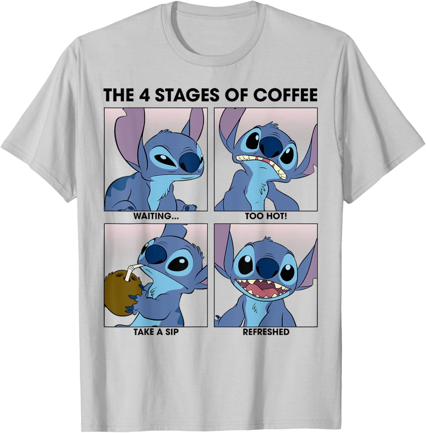 Disney Lilo & Stitch 4 Stages Of Coffee T-Shirt - Walmart.com