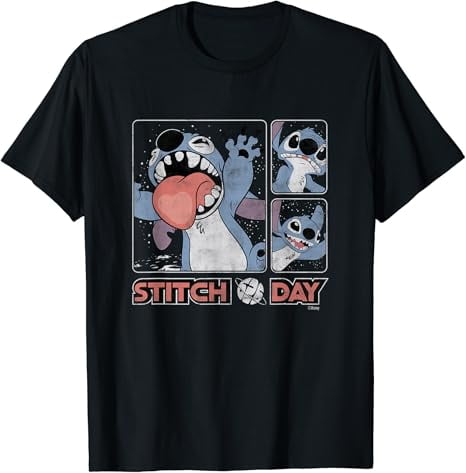 Disney Lilo & Stitch 626 Stitch Day Silly Faces Distressed T-Shirt ...