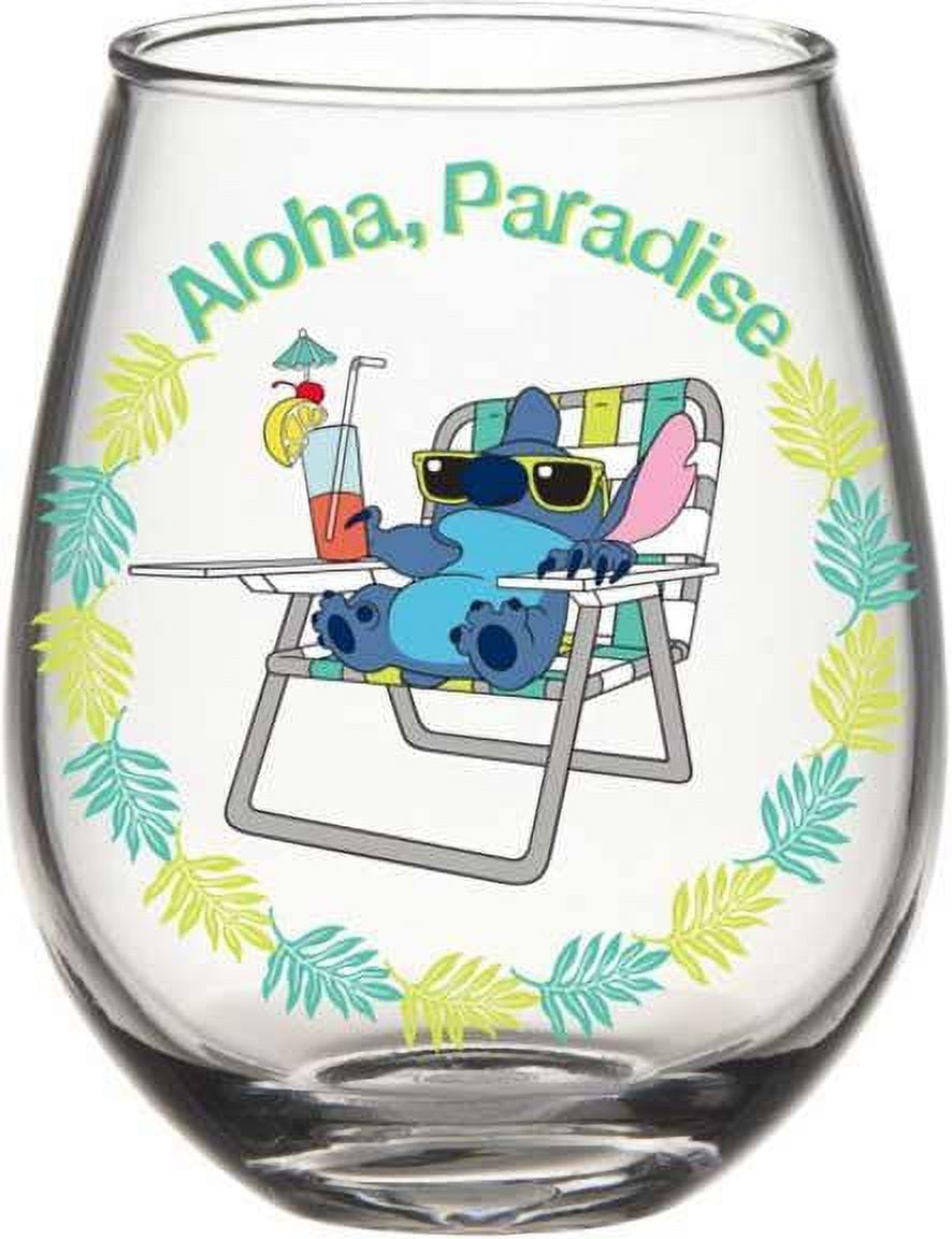 Disney Lilo & Stitch "Aloha, Paradise" Stemless Wine Glass | Holds 20 ...