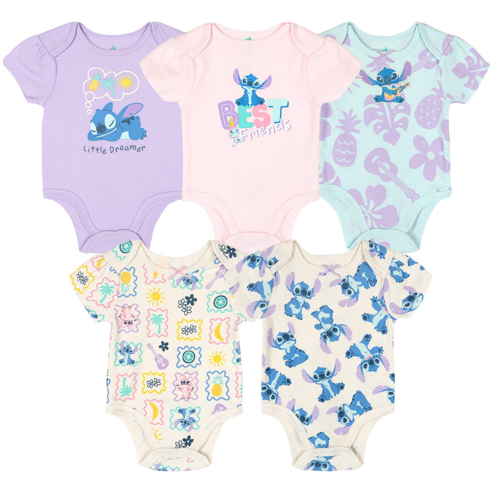 Disney Lilo & Stitch Angel 5 Pack Bodysuits Newborn to Infant - Walmart.com