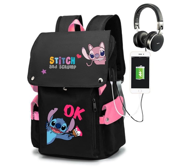 Disney Lilo & Stitch Angel Anime Backpacks Cartoon Laptop Backpack ...