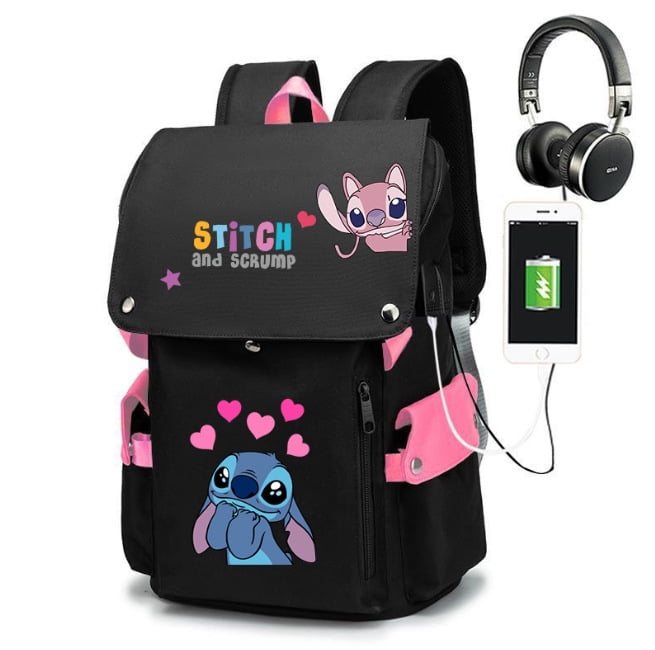 Disney Lilo & Stitch Angel Anime Backpacks Cartoon Laptop Backpack ...