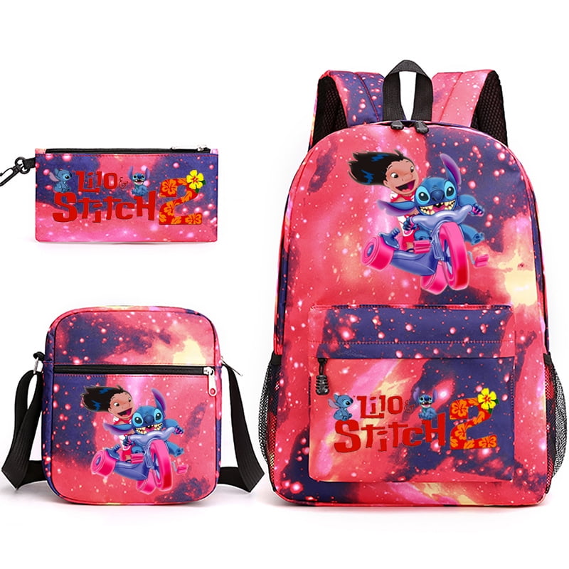 Disney Lilo & Stitch Angel Anime Backpacks Sets, Cartoon Laptop ...