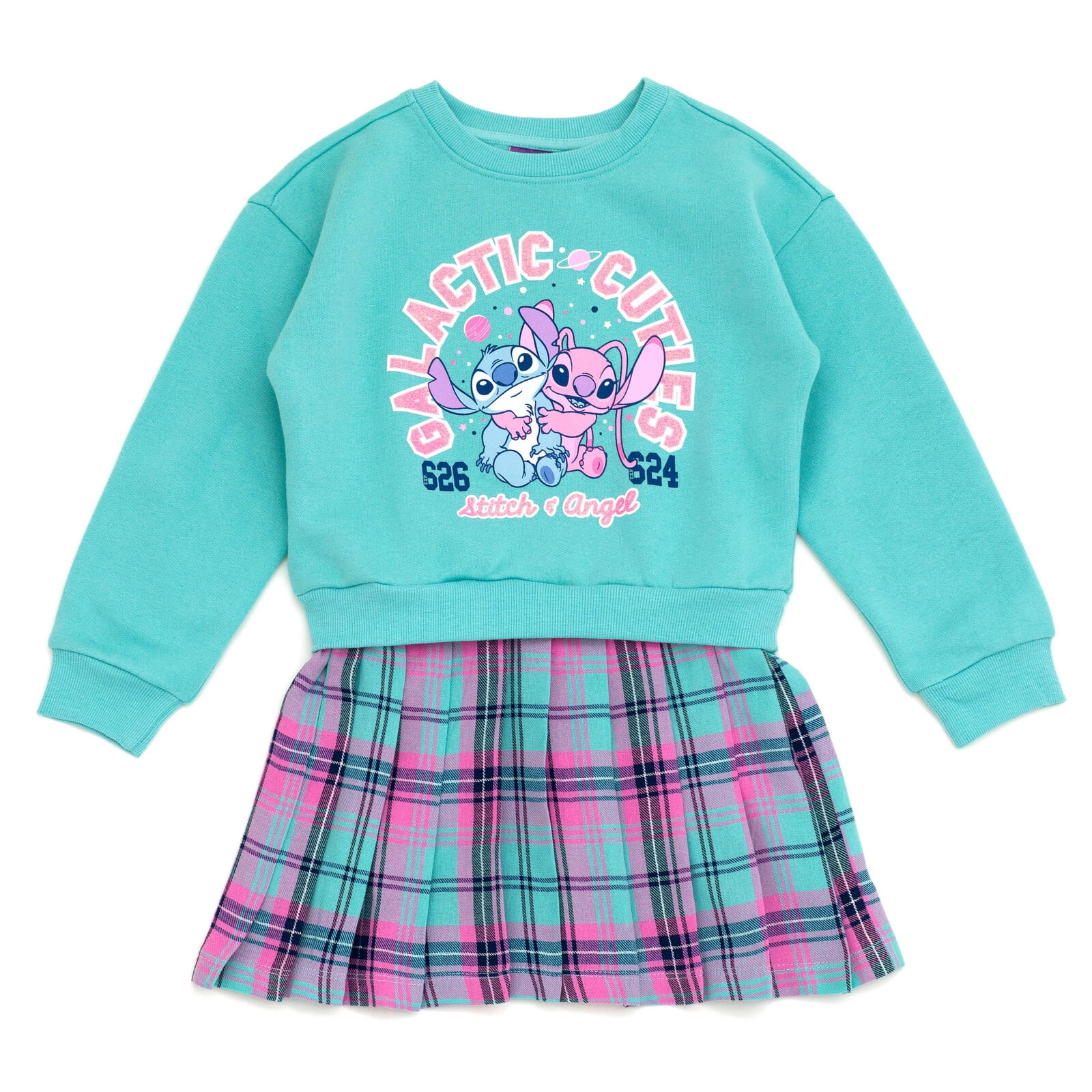 Disney Lilo & Stitch Angel Fleece Flannel Oversized Dress Plaid Toddler ...