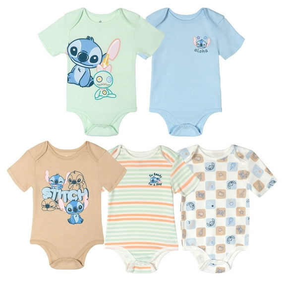 Disney Lilo & Stitch Angel Scrump 5 Pack Bodysuits Newborn to Infant ...