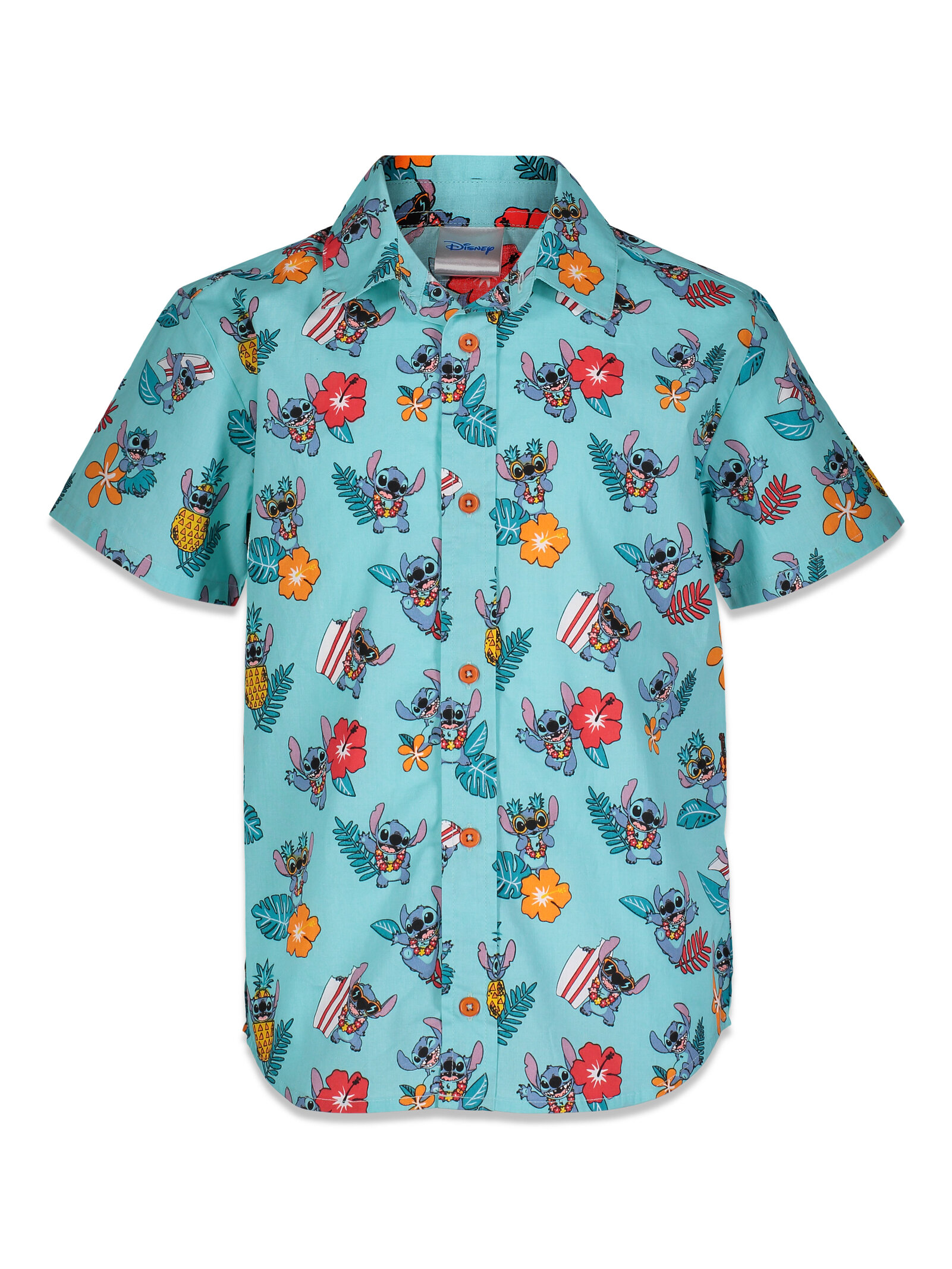 Disney Lilo & Stitch Big Boys Hawaiian Shirt Button Down Short Sleeve ...