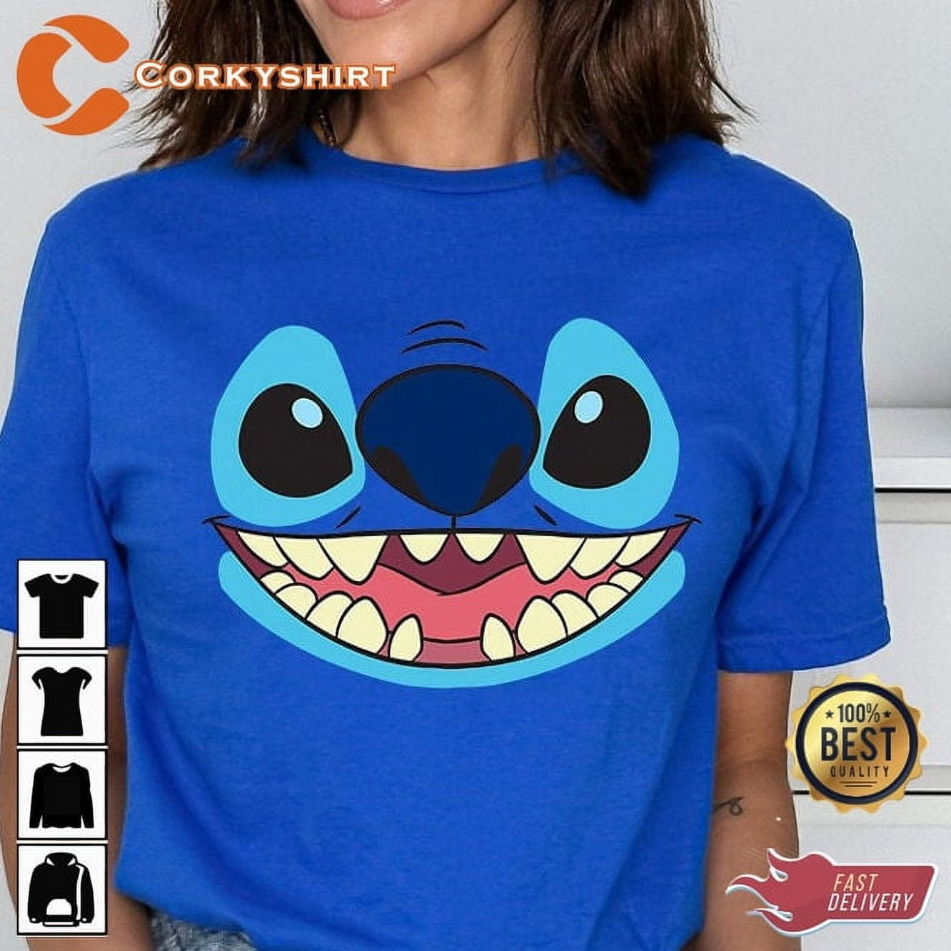 Disney Lilo Stitch Big Face Stitch Cute Disney Fan Club T-shirt ...