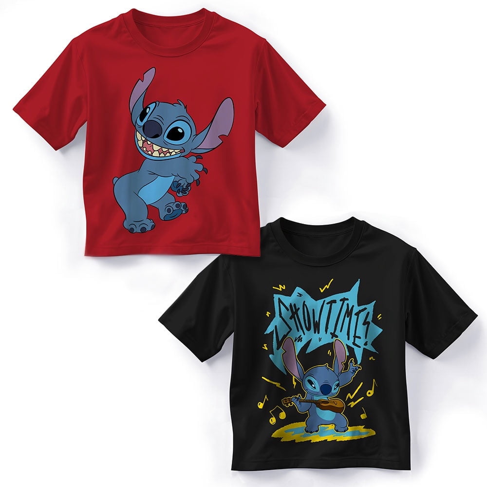 Disney Lilo & Stitch Boys 2-Pack Short Sleeve Crewneck Graphic T-Shirt ...
