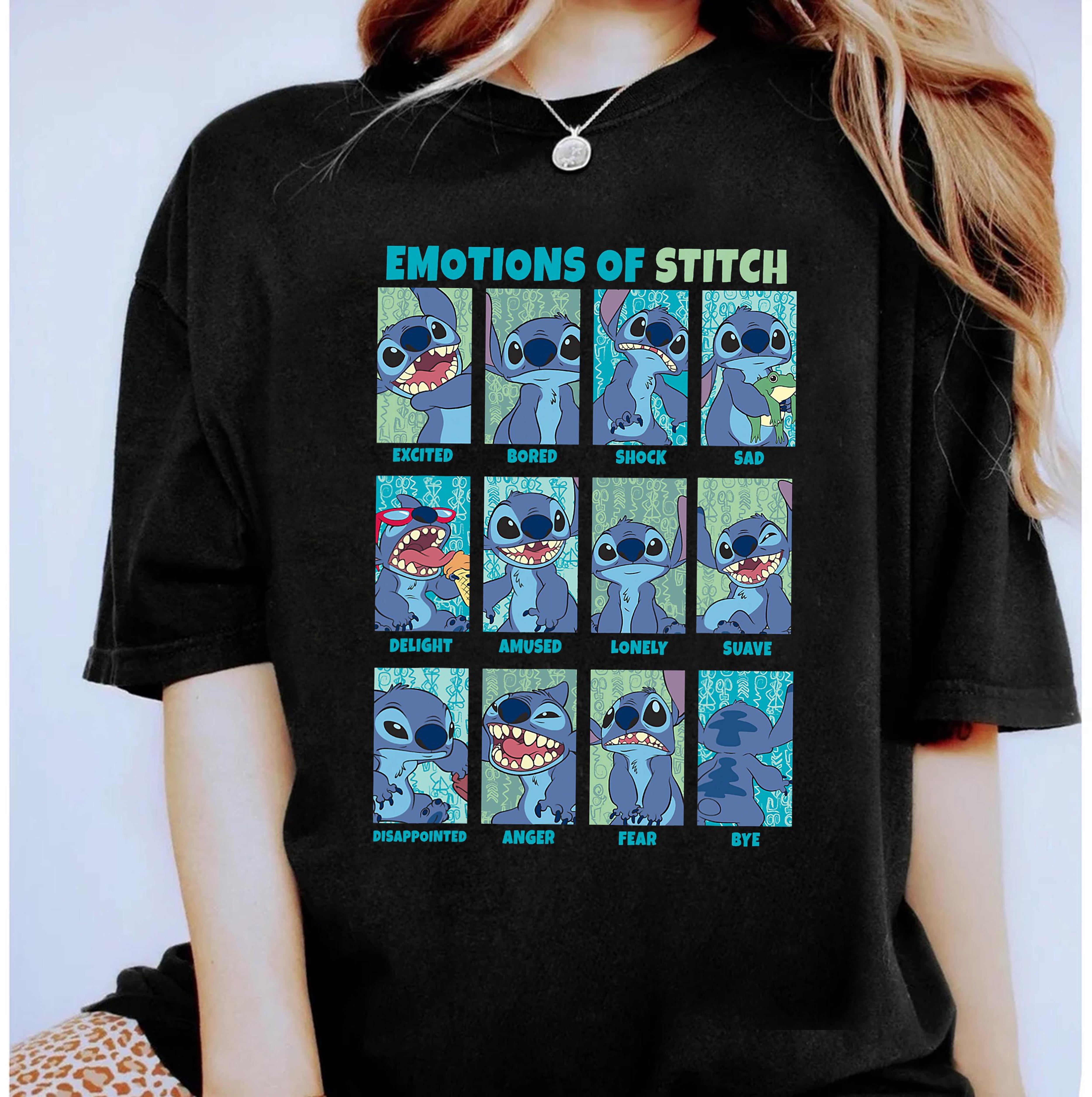 Disney Lilo & Stitch Emotions Of Stitch Panels T-Shirt, Cute Stitch ...