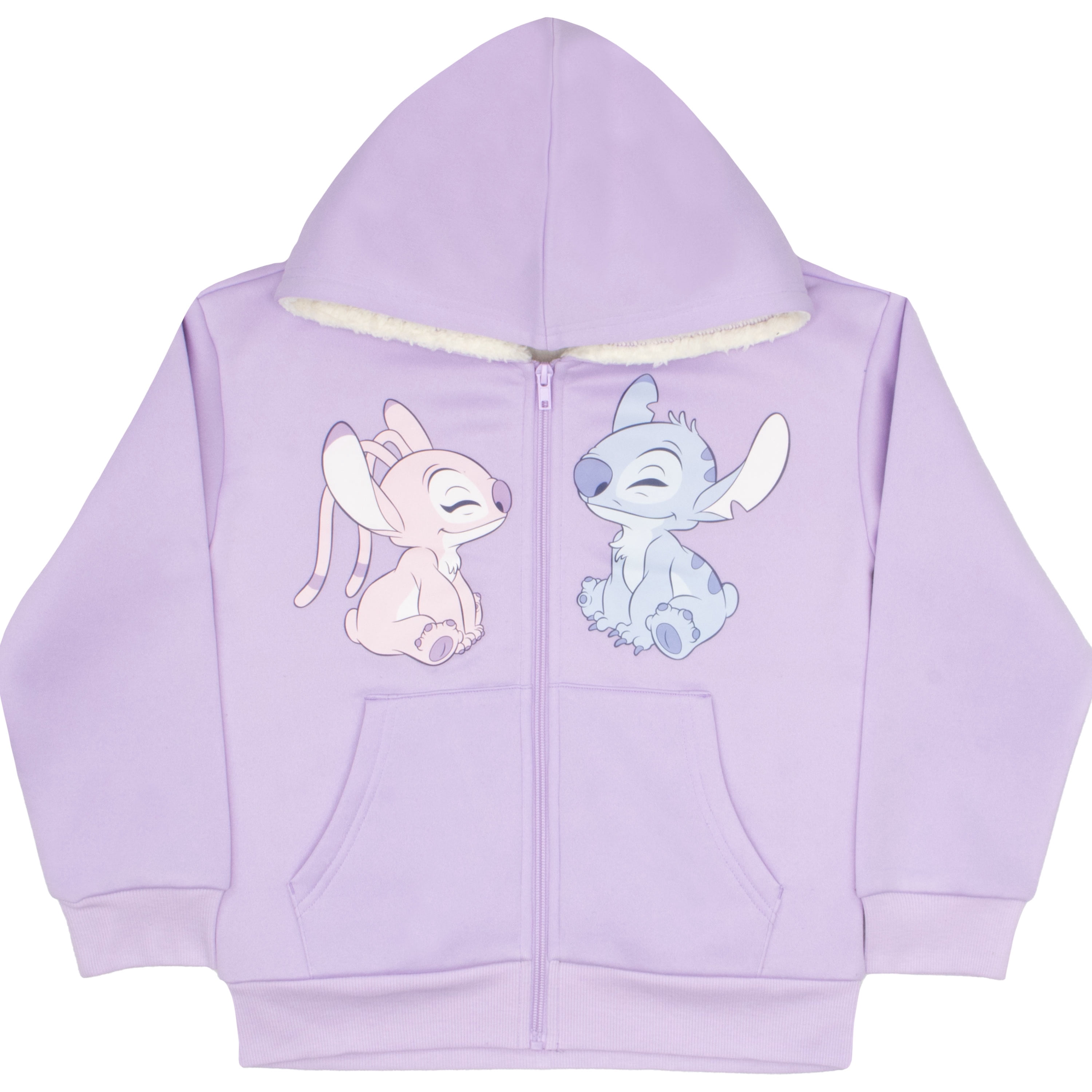 Disney Lilo & Stitch Girl's Zip-Up Sherpa Hoddie - Stitch and Angel ...