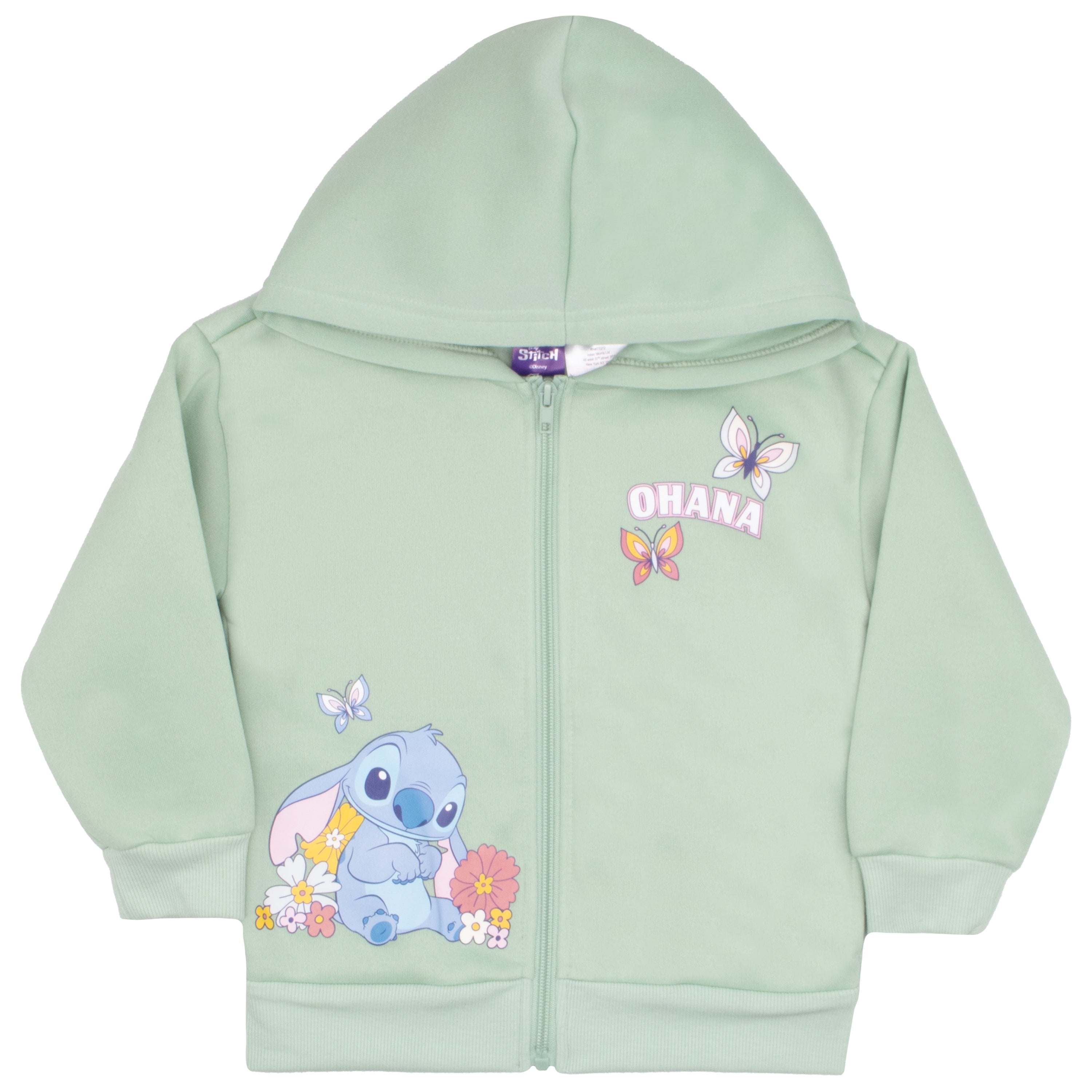 Disney Lilo & Stitch Girl's Zip-Up Hoodie - Stitch Ohana Long Sleeve ...