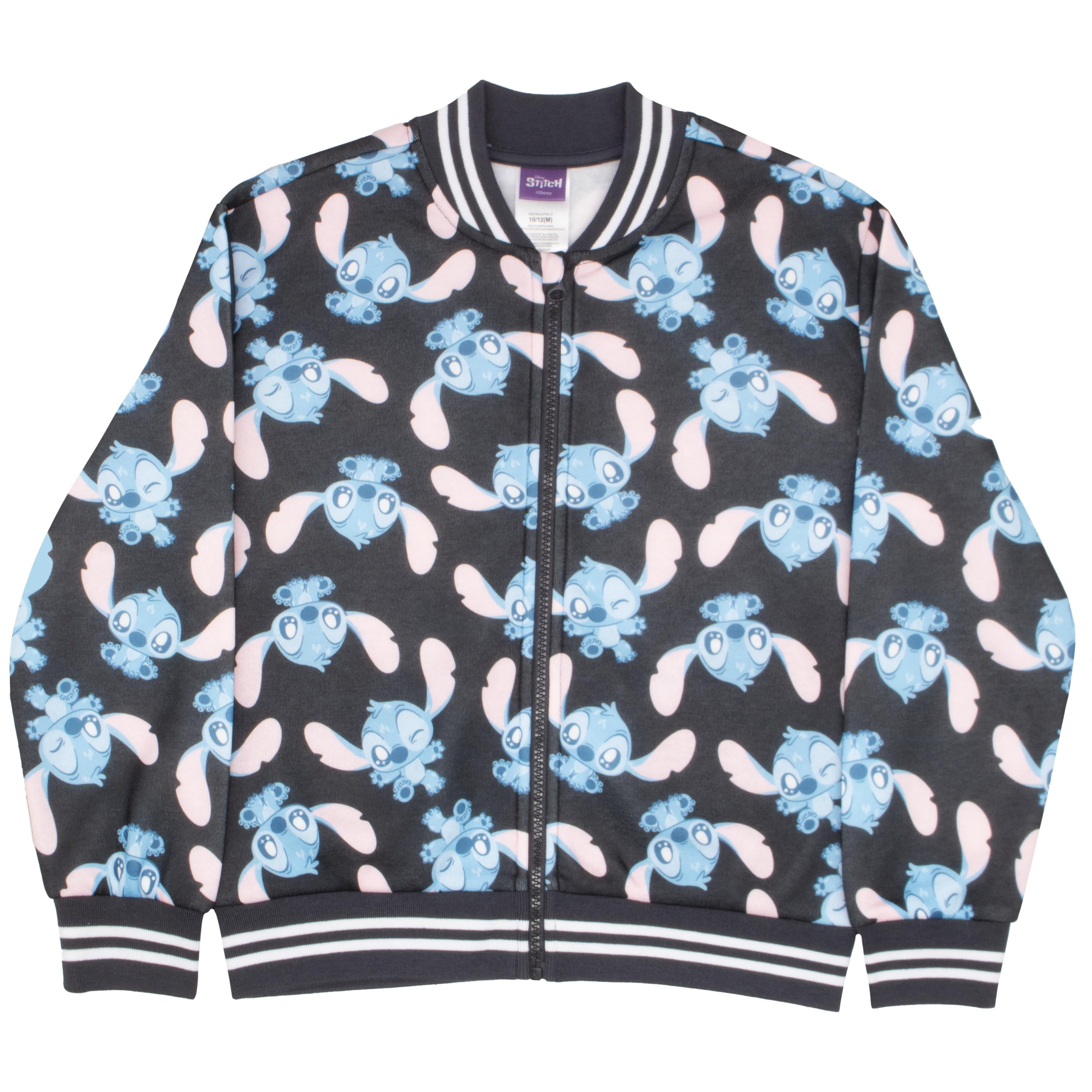 Disney Lilo & Stitch Girl's Zip-Up Varsity Bomber Jacket - Casual ...