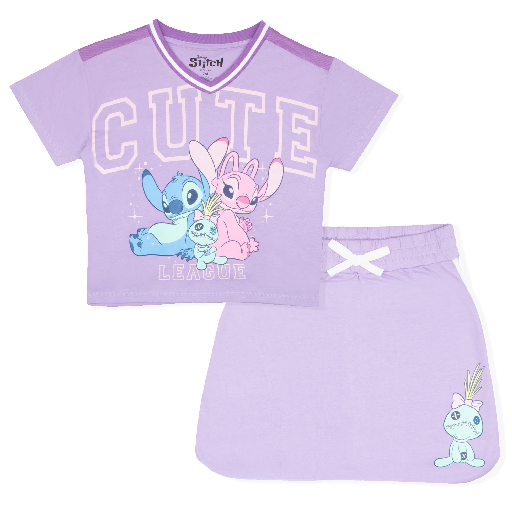 Disney Lilo & Stitch Girls 2-Piece Set - Casual Short Sleeve Stitch and ...
