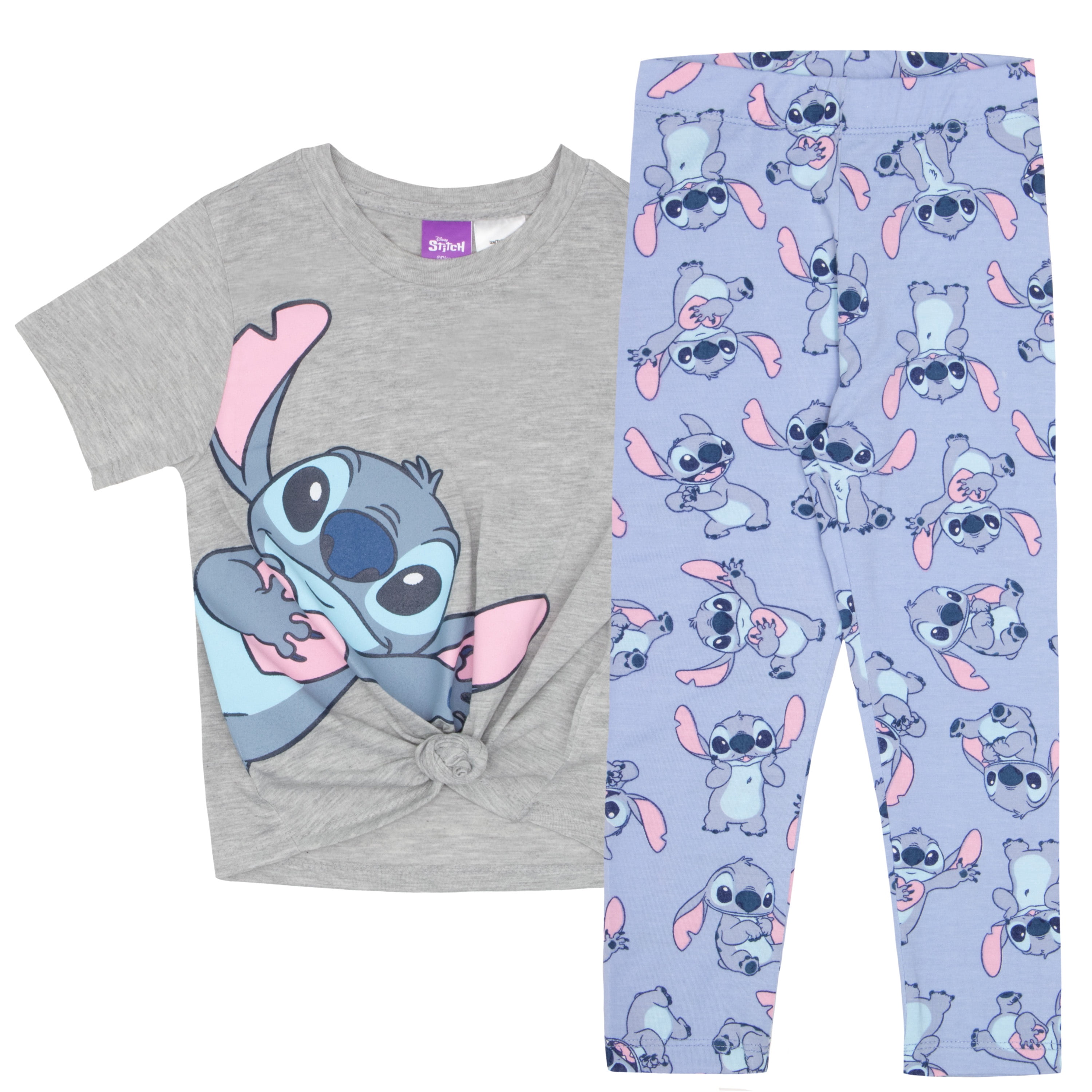 Disney Lilo & Stitch Girls 2-Piece Set - Short Sleeve Stitch Holding ...