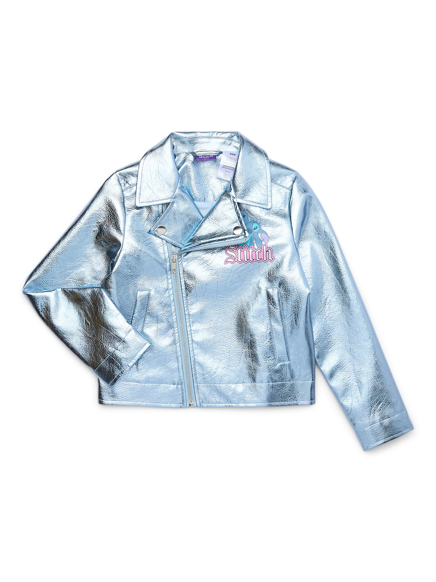 Disney Lilo & Stitch Girls Moto Jacket - Walmart.com