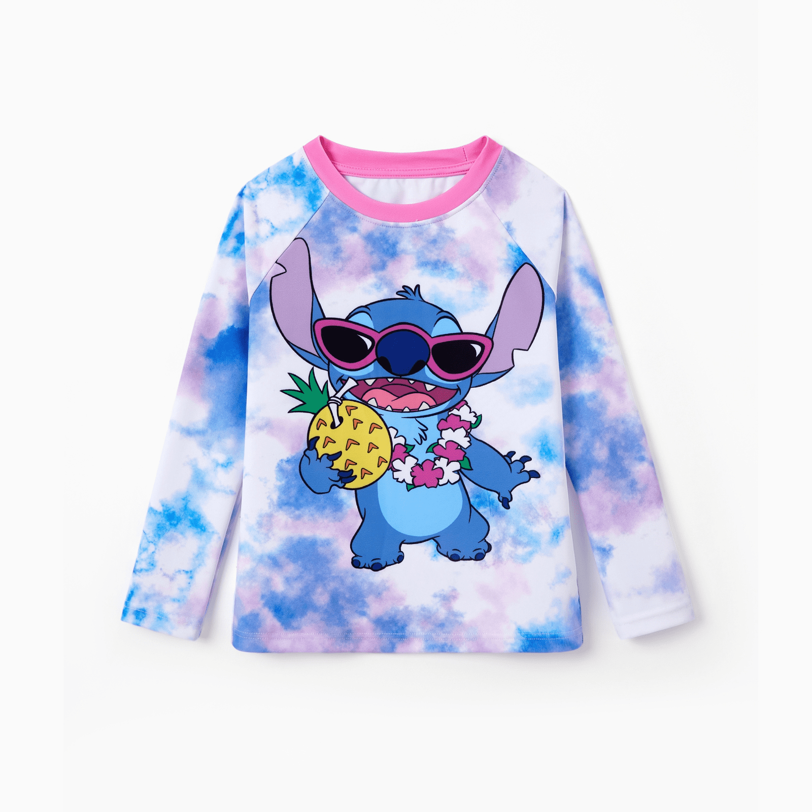 Disney Lilo & Stitch Girls Rash Guard Swimsuit Long Sleeve Graphic Swim ...