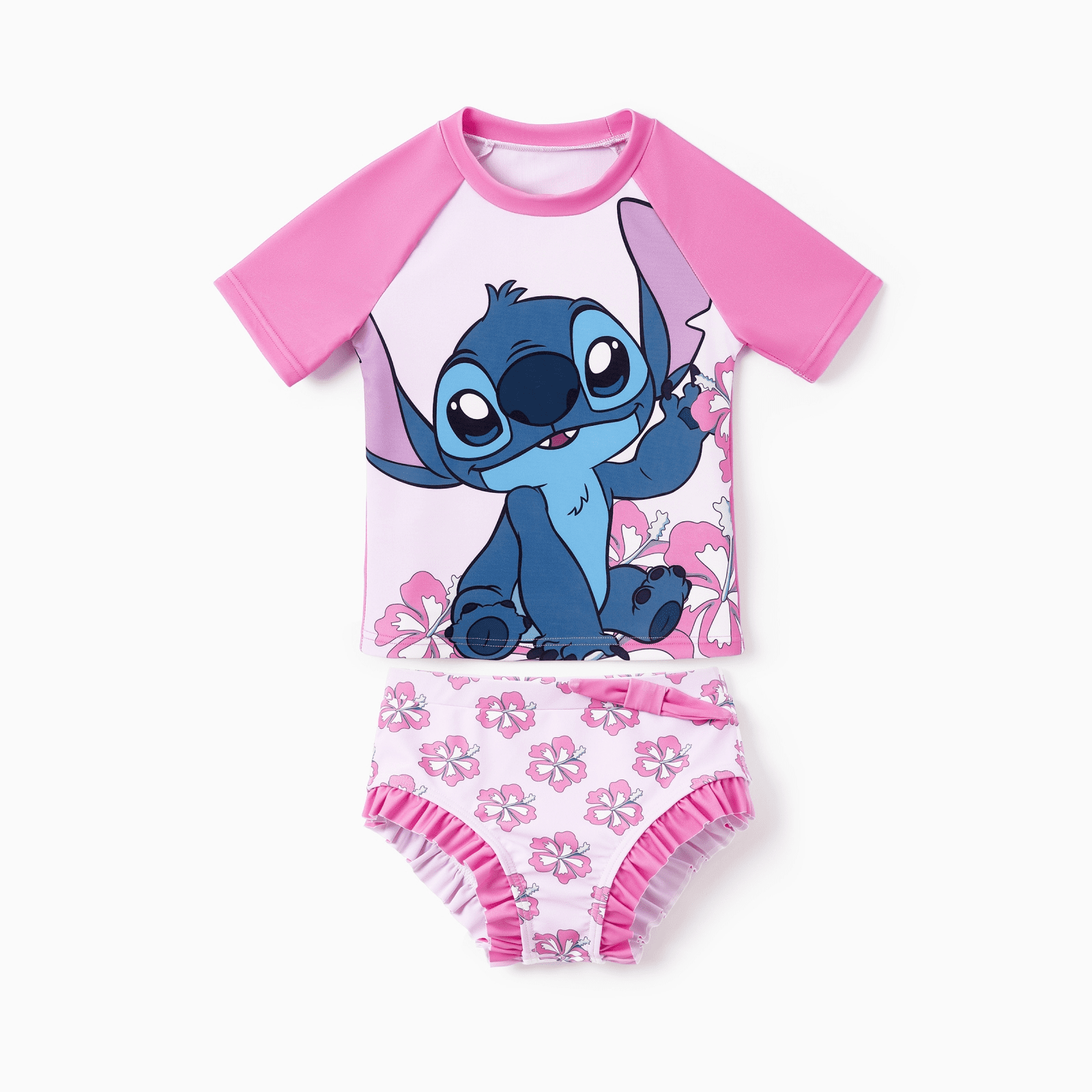 Disney Lilo & Stitch Girls Rash Guard Swimsuit Top and Ruffle Bikini ...