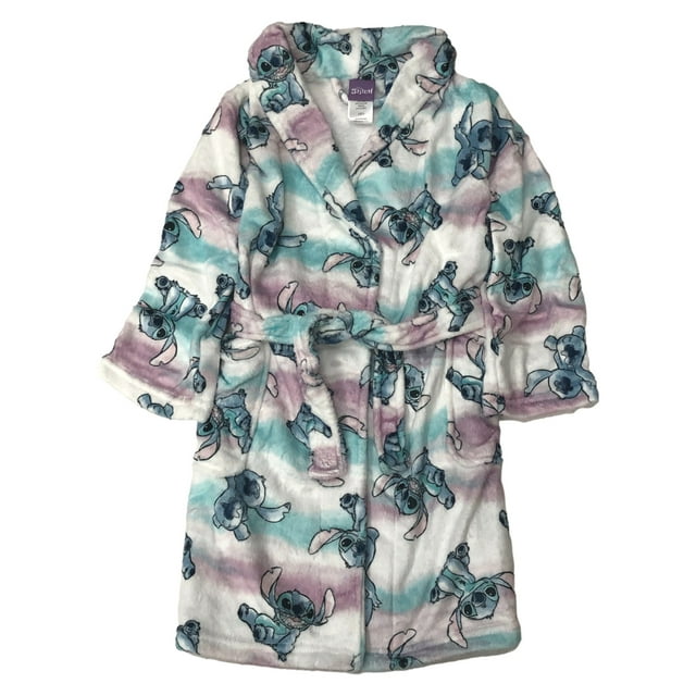 Disney Lilo & Stitch Girls Soft White Rainbow Robe House Coat Pajama 4 ...