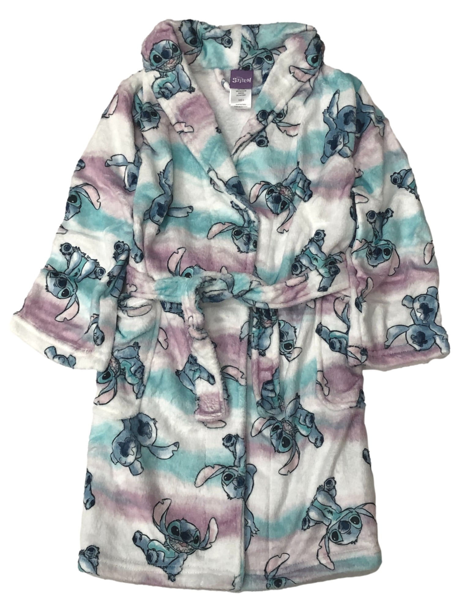 Disney Lilo & Stitch Girls Soft White Rainbow Robe House Coat Pajama 6 ...