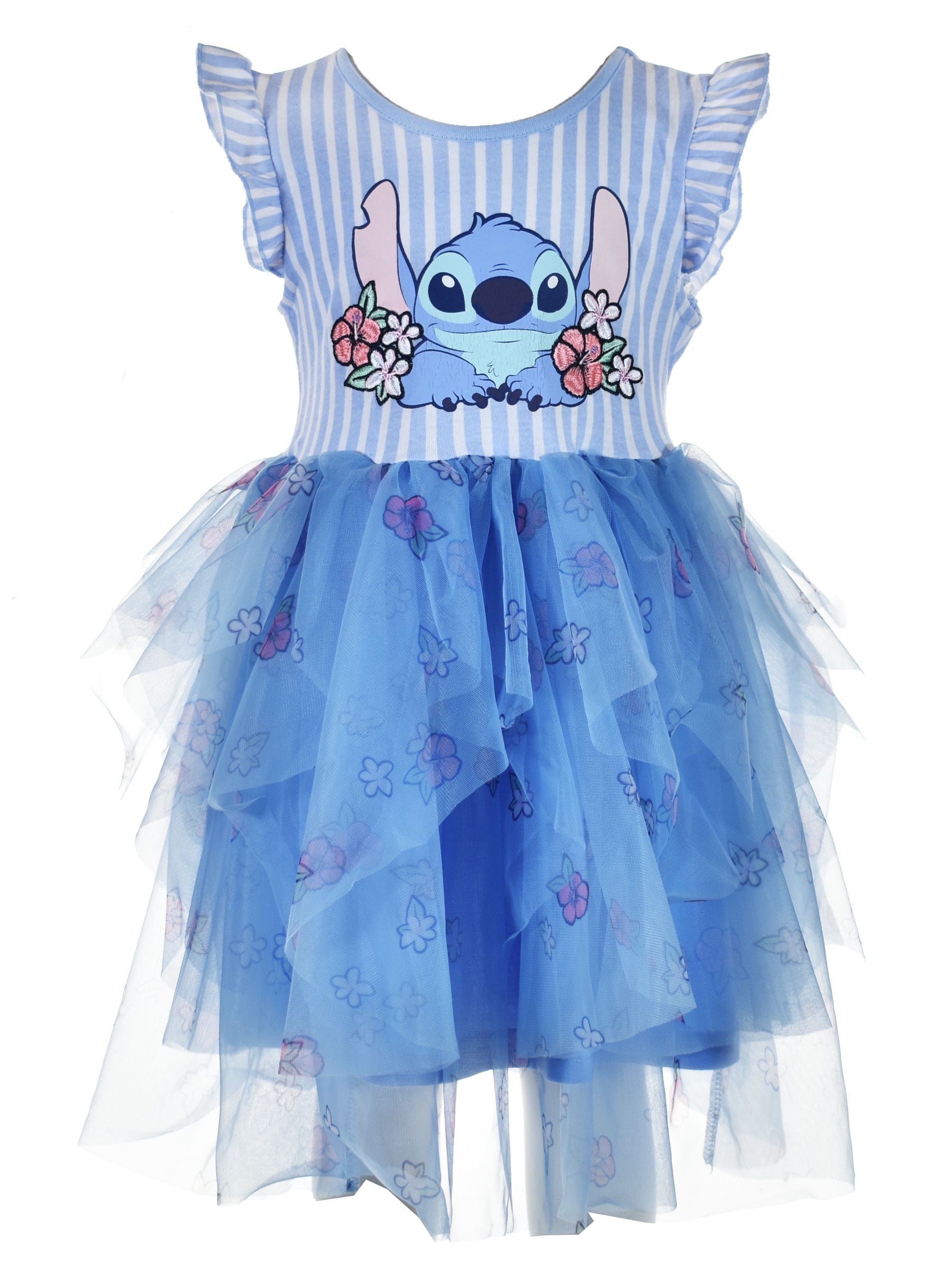 Disney Lilo & Stitch Girls' Striped Dress Color: blue Size: 6 - 6x ...