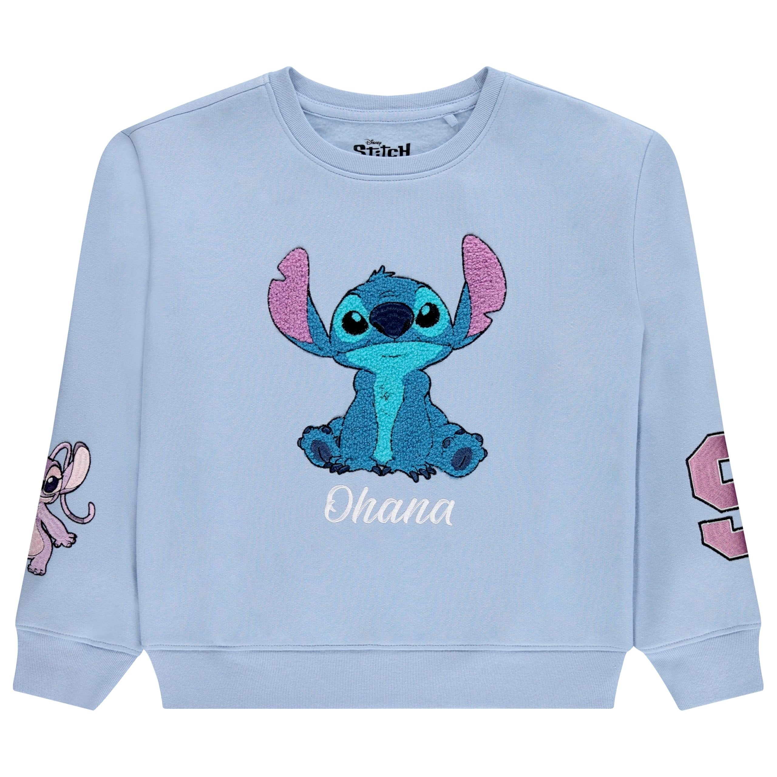 Disney Lilo & Stitch Girls Sweatshirt -Jumbo Graphic Print, Chenille ...