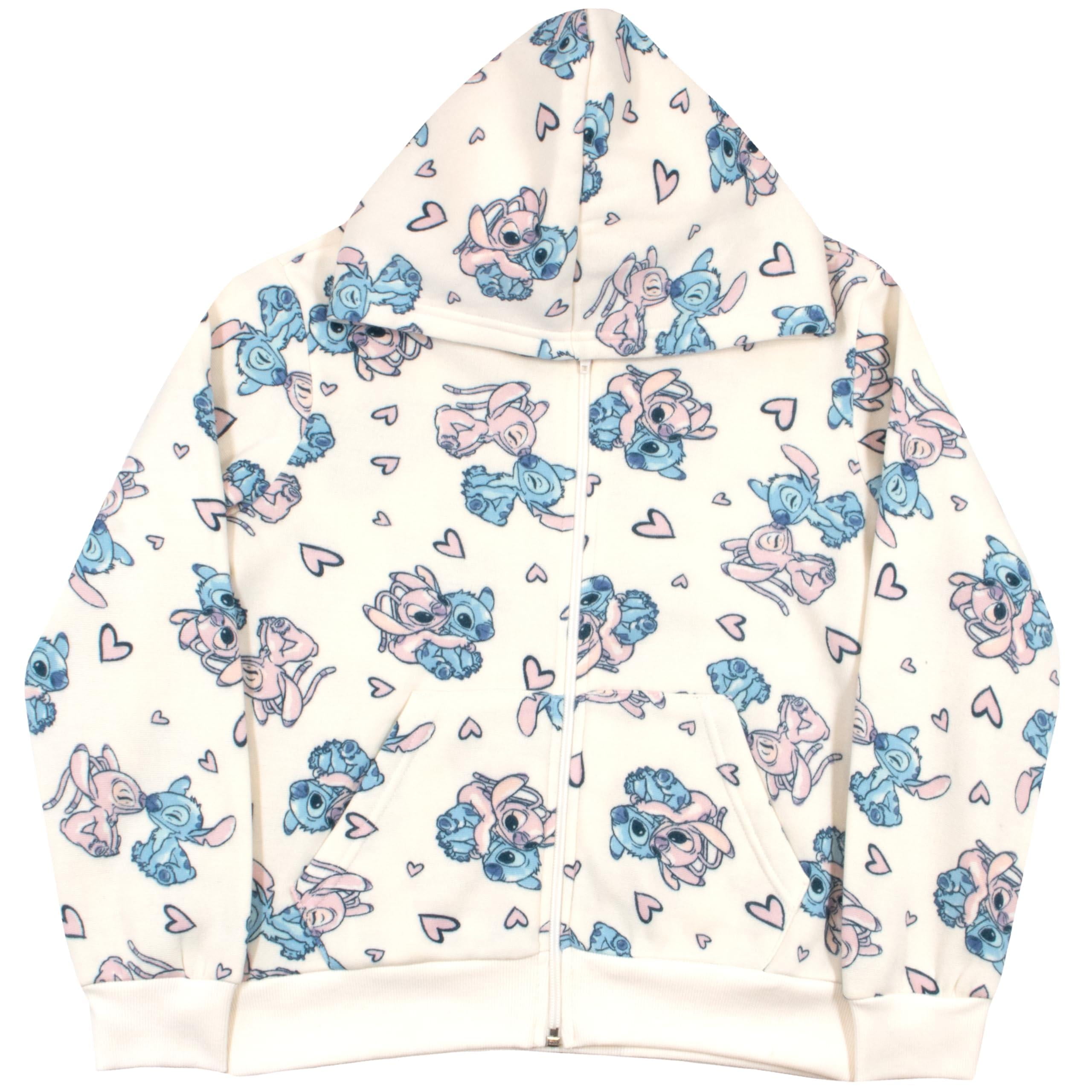 Disney Lilo & Stitch Girls Zip-Up Hoodie with Sitch & Angel All-Over ...