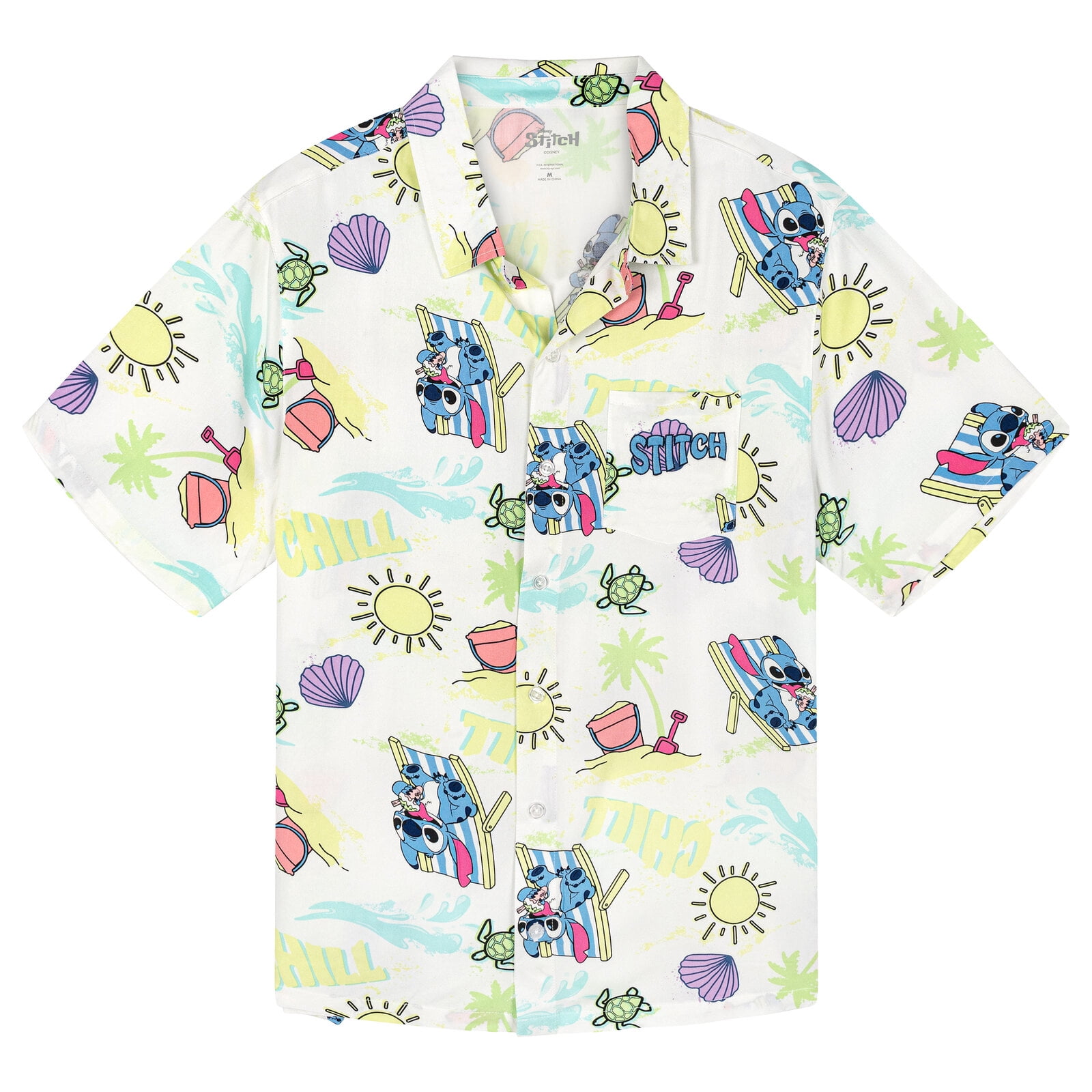 Disney Lilo & Stitch Hawaiian Button Down Dress Shirt Adult - Walmart.com