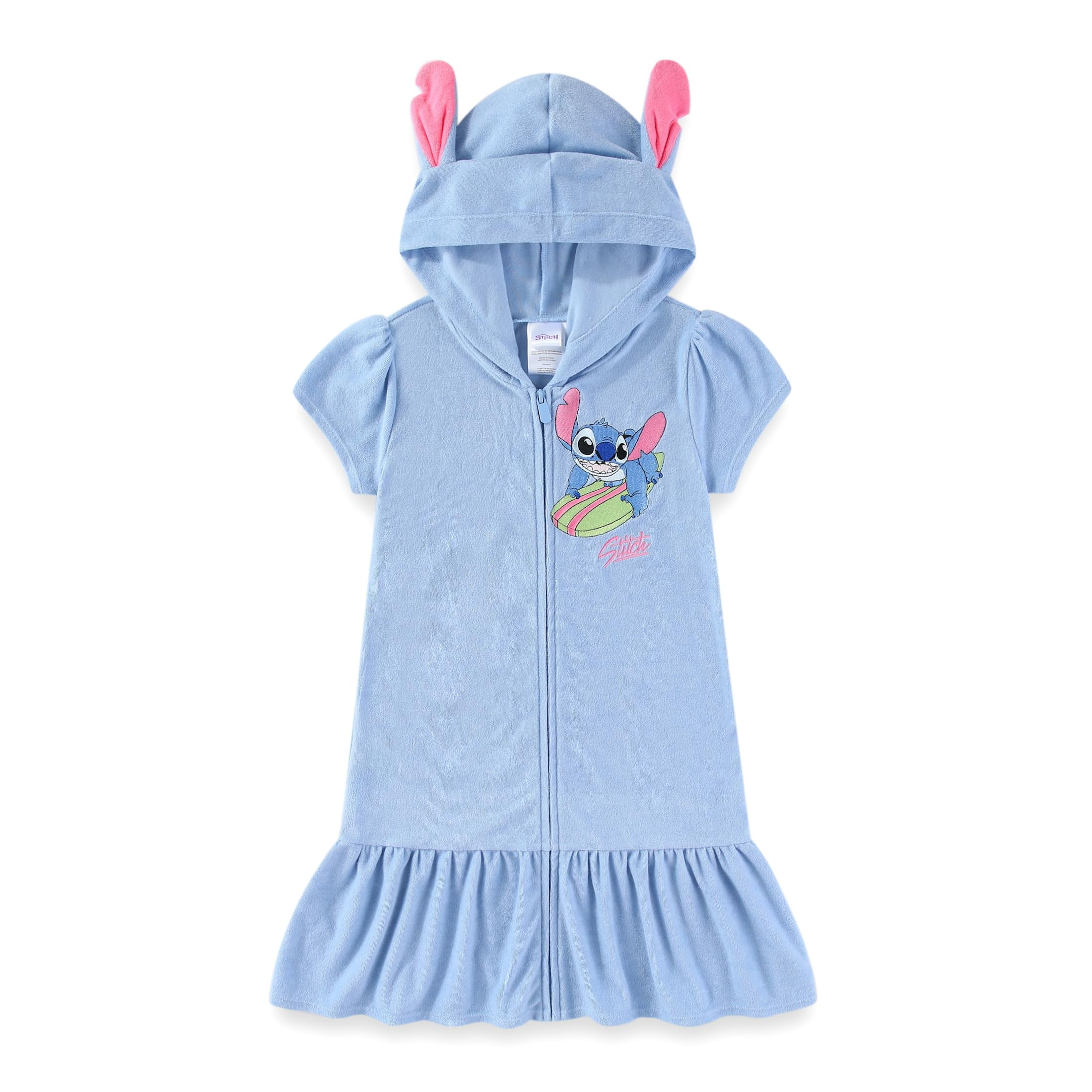 Disney Lilo & Stitch Hooded Swimsuit Cover-Up with Ears Zip-Up Beach ...
