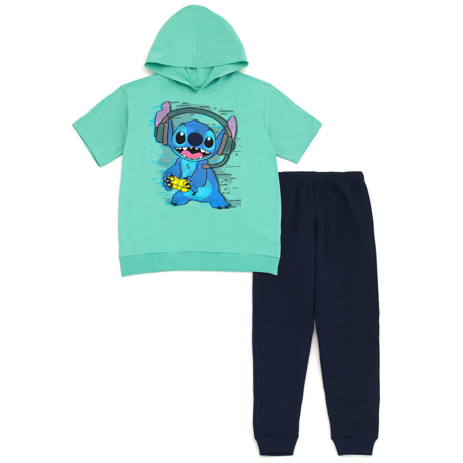 Disney Lilo & Stitch Hooded T-Shirt and Fleece Jogger Pants Outfit Set ...