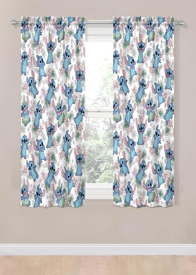 Disney Lilo & Stitch Hula Pink 2 Panels Curtain Set, 63 Inch Long ...