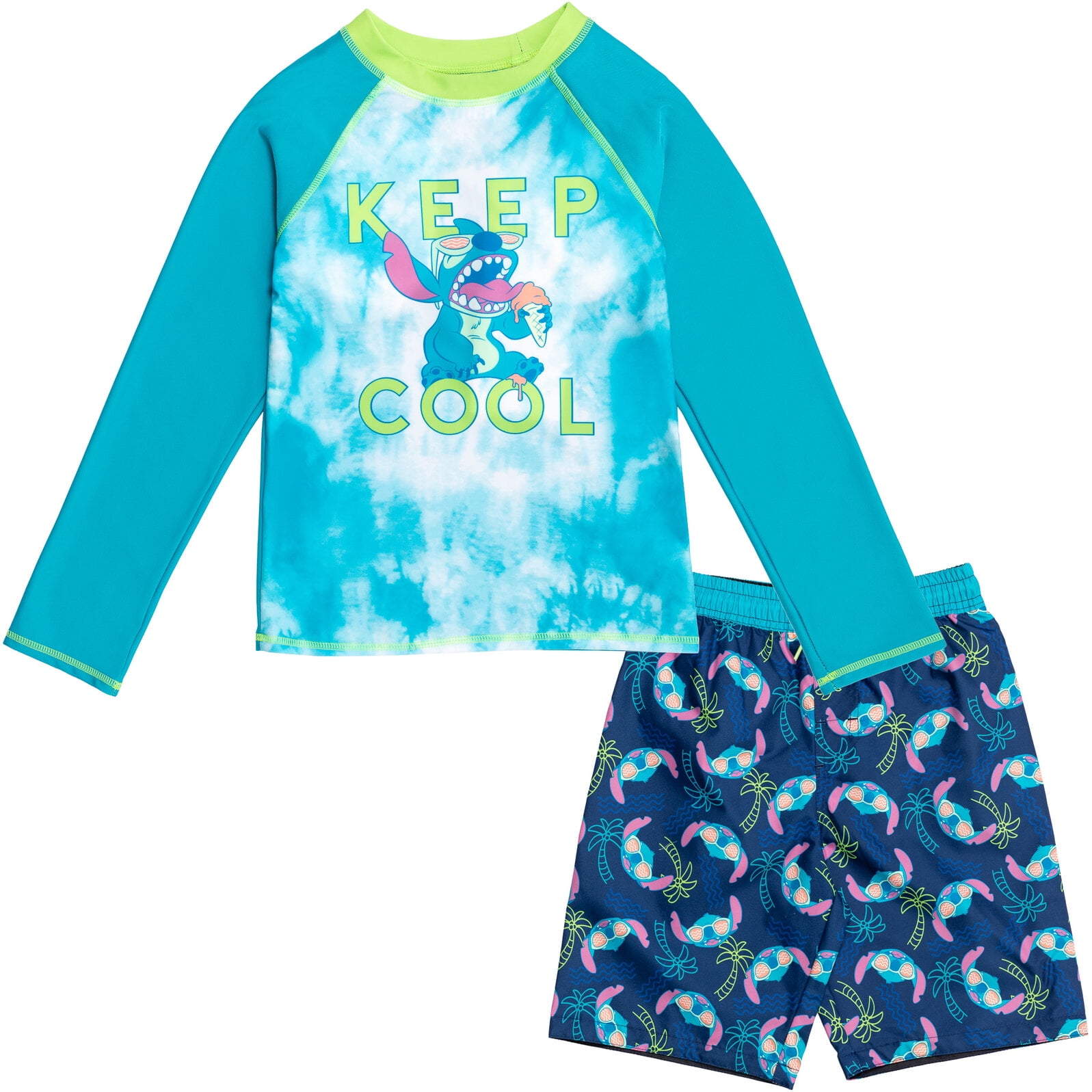 Disney Lilo & Stitch Little Boys Rash Guard and Swim Trunks Little Kid ...