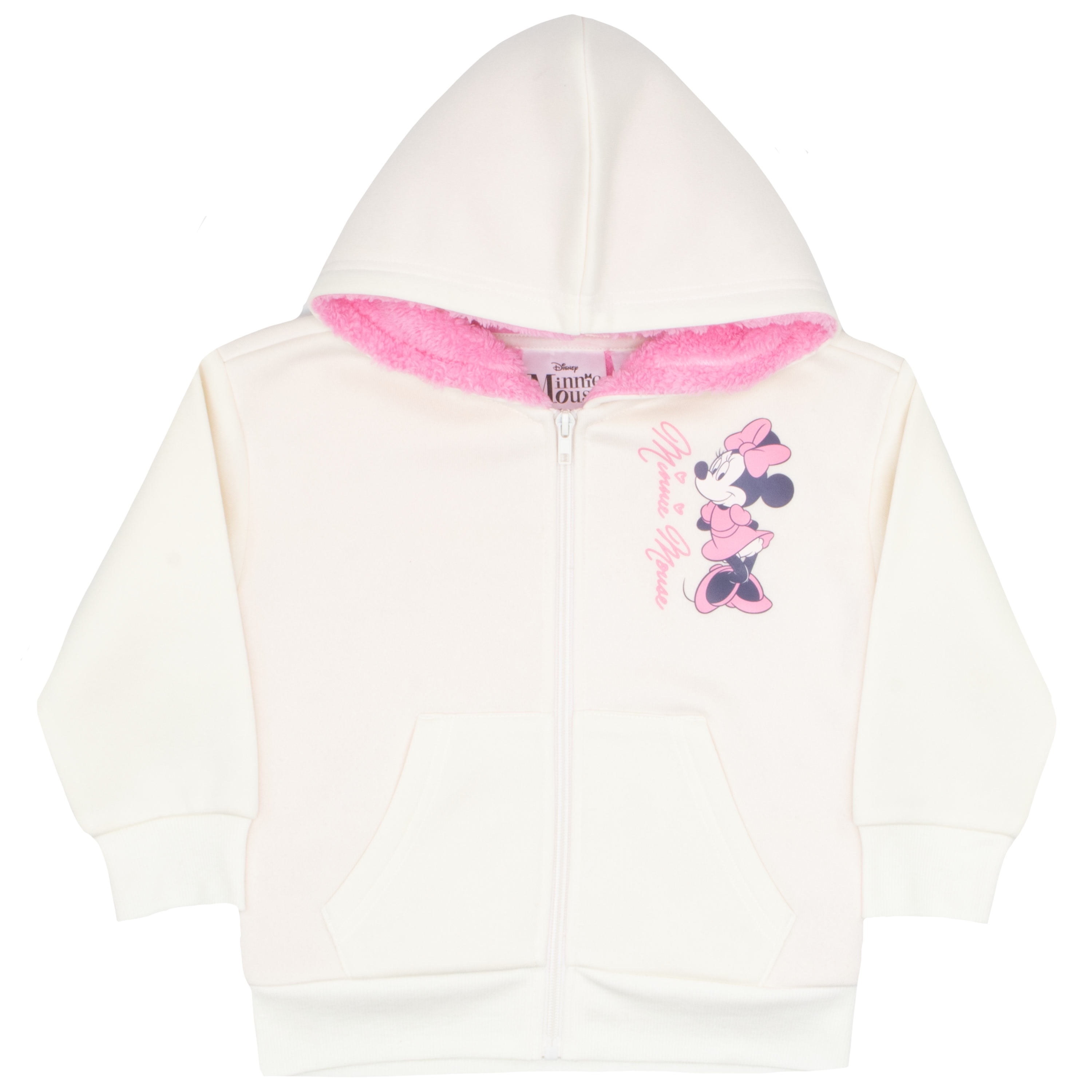 Disney Minnie Mouse Girls Sherpa Zip-Up Hoodie Graphic Print Design ...