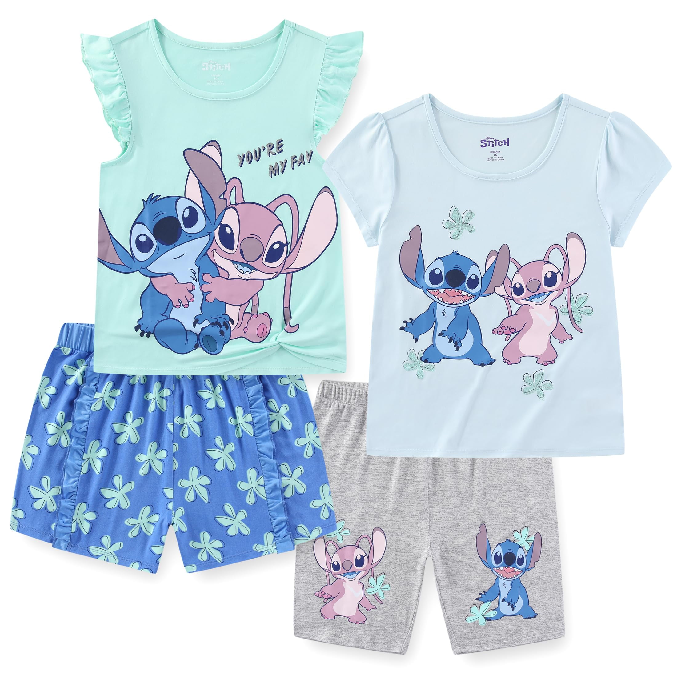 Disney Lilo & Stitch Mix and Match Shirt and Shorts Set (Girls), 4 ...