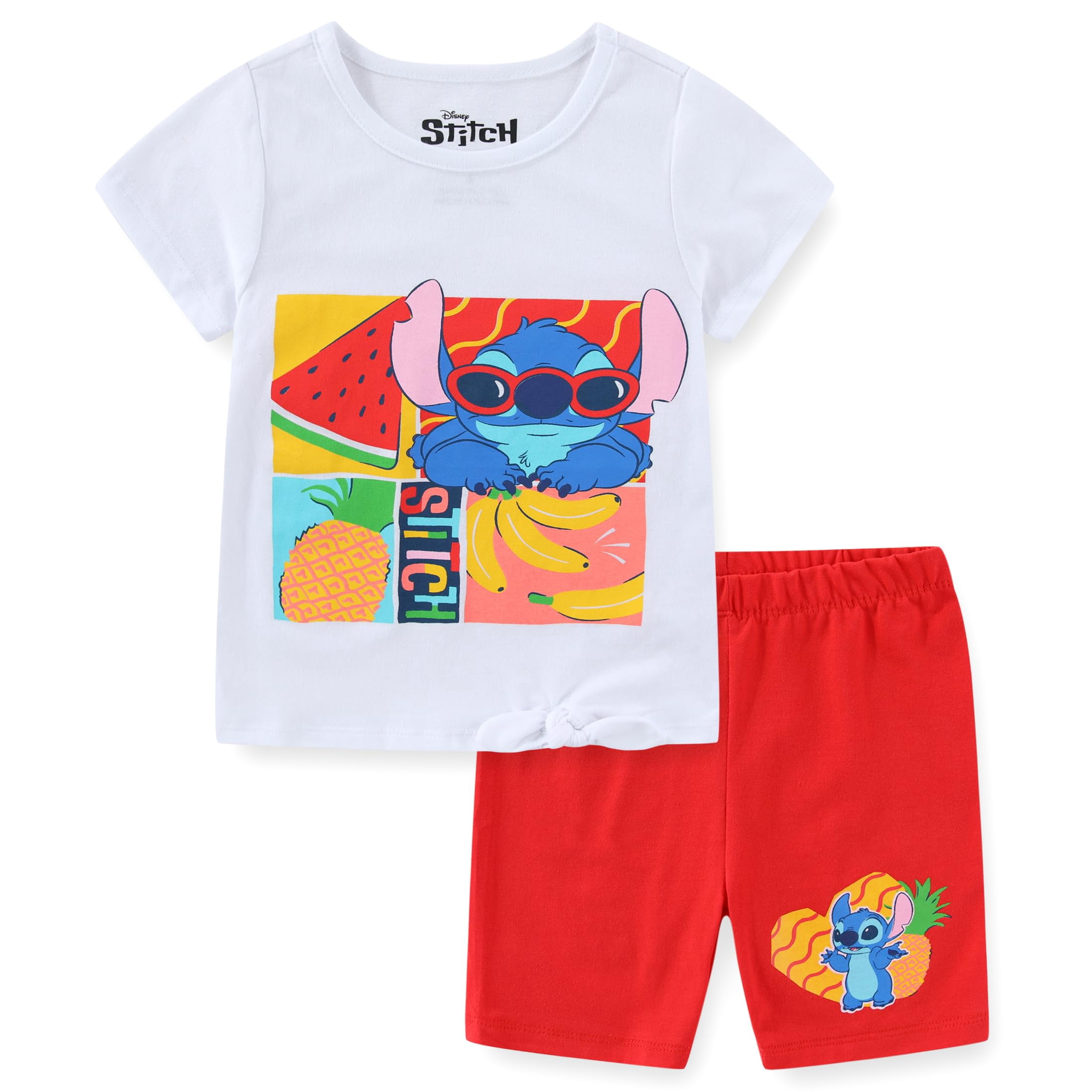 Disney Lilo & Stitch Short Sleeve T-Shirt and Bike Shorts Set (Girls ...