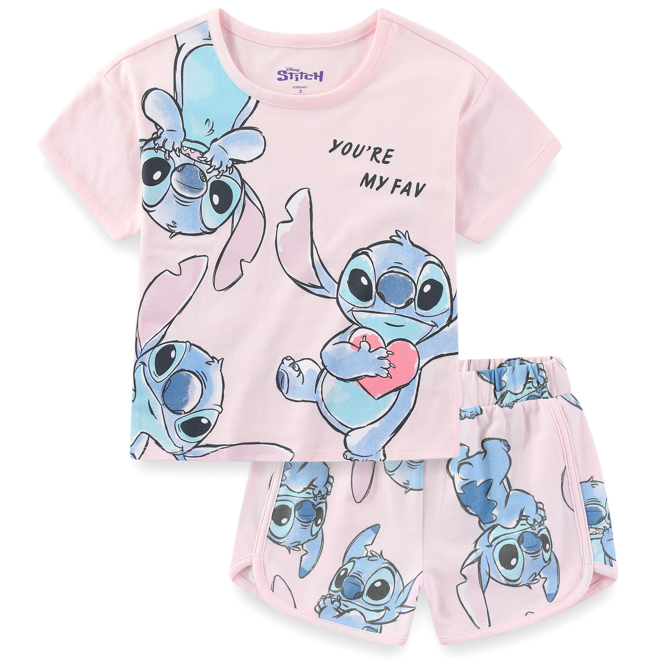 Disney Lilo & Stitch Short Sleeve T-Shirt and French Terry Shorts Set ...