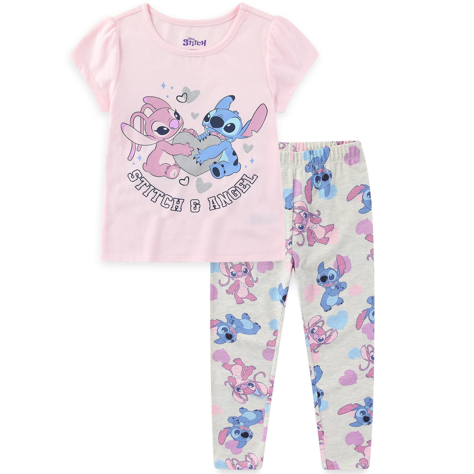 Disney Lilo & Stitch Short Sleeve T-Shirt and Legging Pants Set (Girls ...