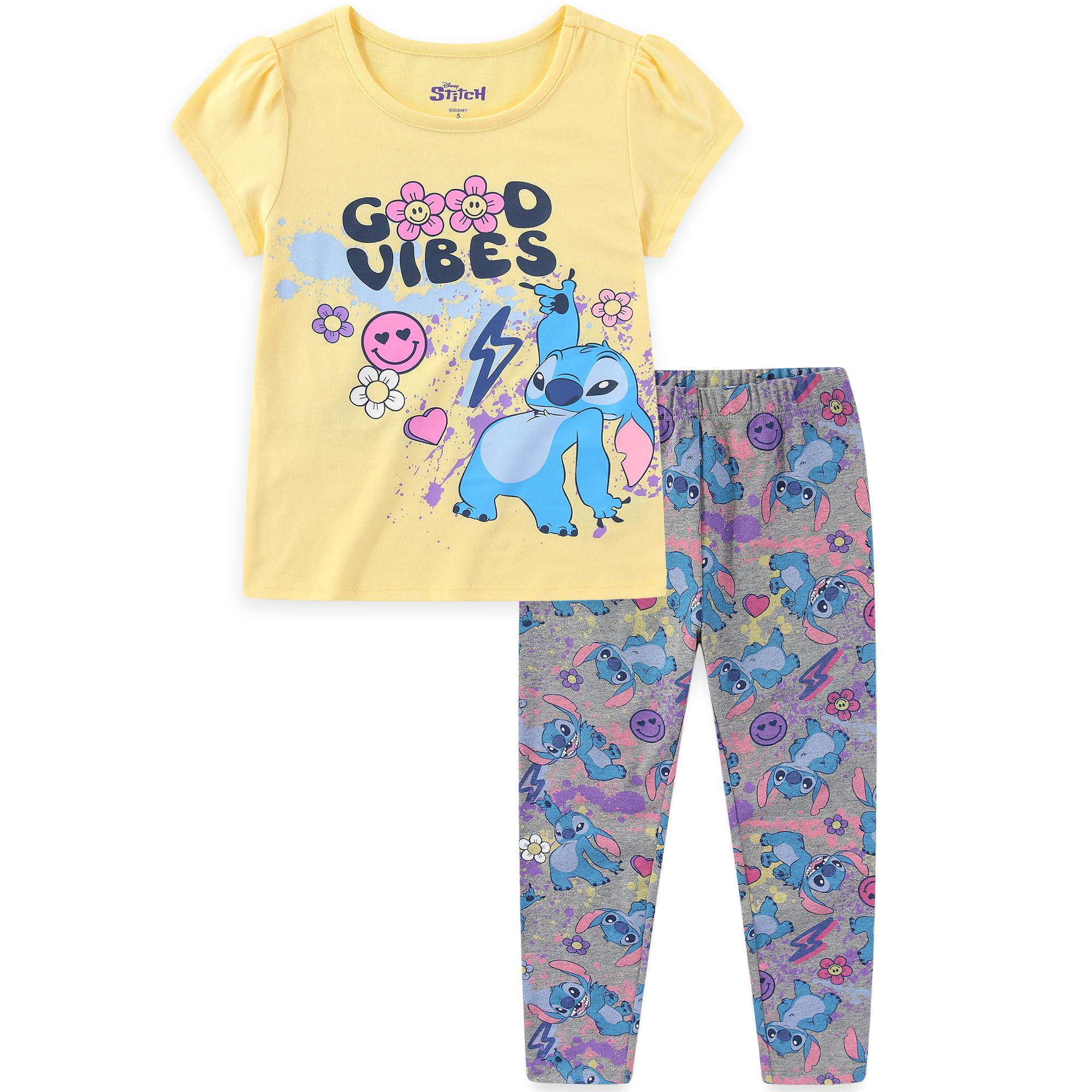 Disney Lilo & Stitch Short Sleeve T-Shirt and Legging Pants Set (Girls ...