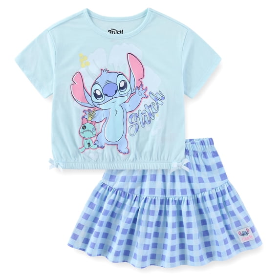 Disney Lilo & Stitch Short Sleeve T-Shirt and Skirt Set (Girls), 2 ...