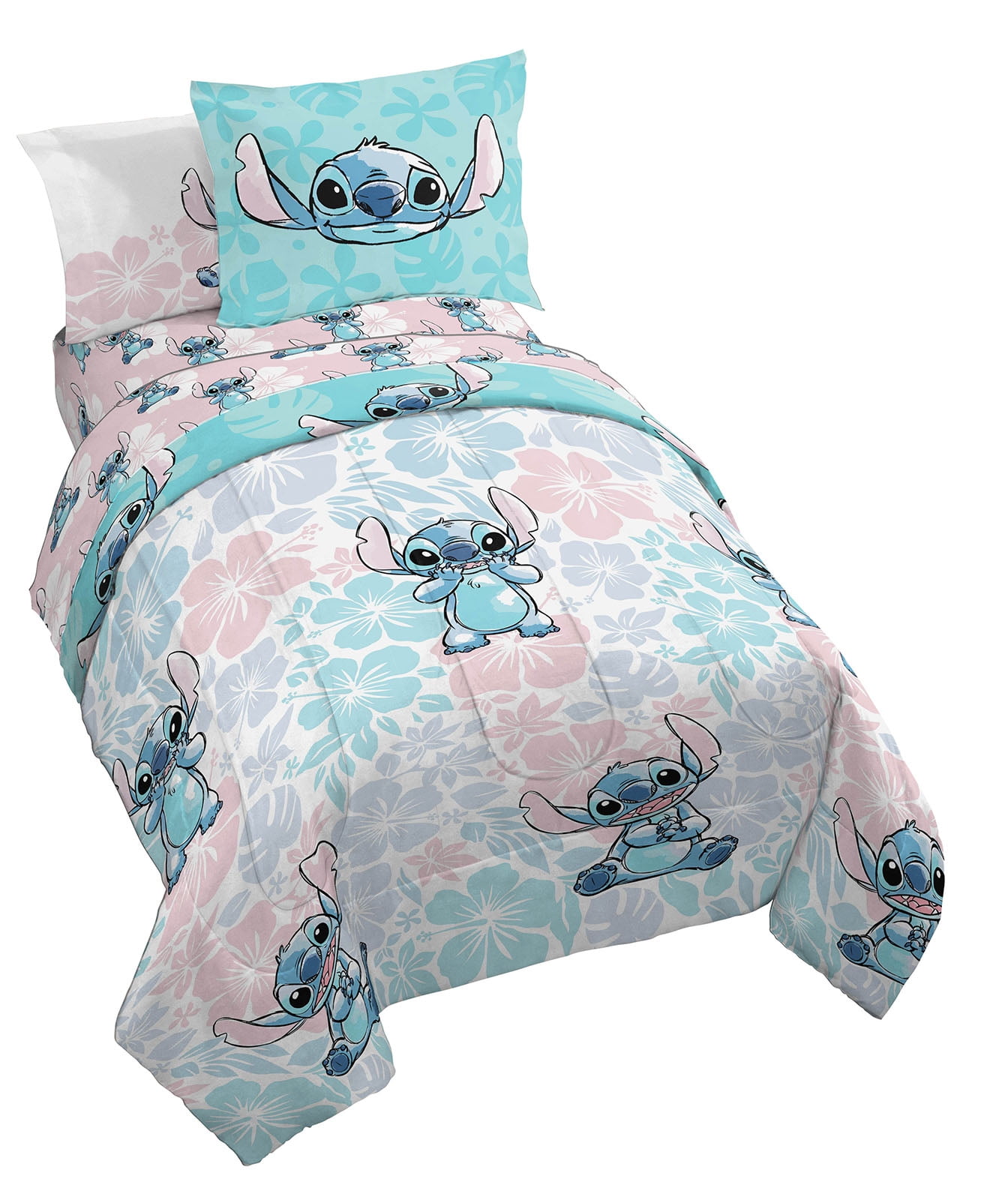 Jay Franco Disney Lilo & Stitch Full Bed Set, Blue and Pink, 100% ...