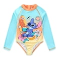 Disney Lilo & Stitch UPF 50+ One Piece Swimsuit Long Sleeve Rash Guard ...