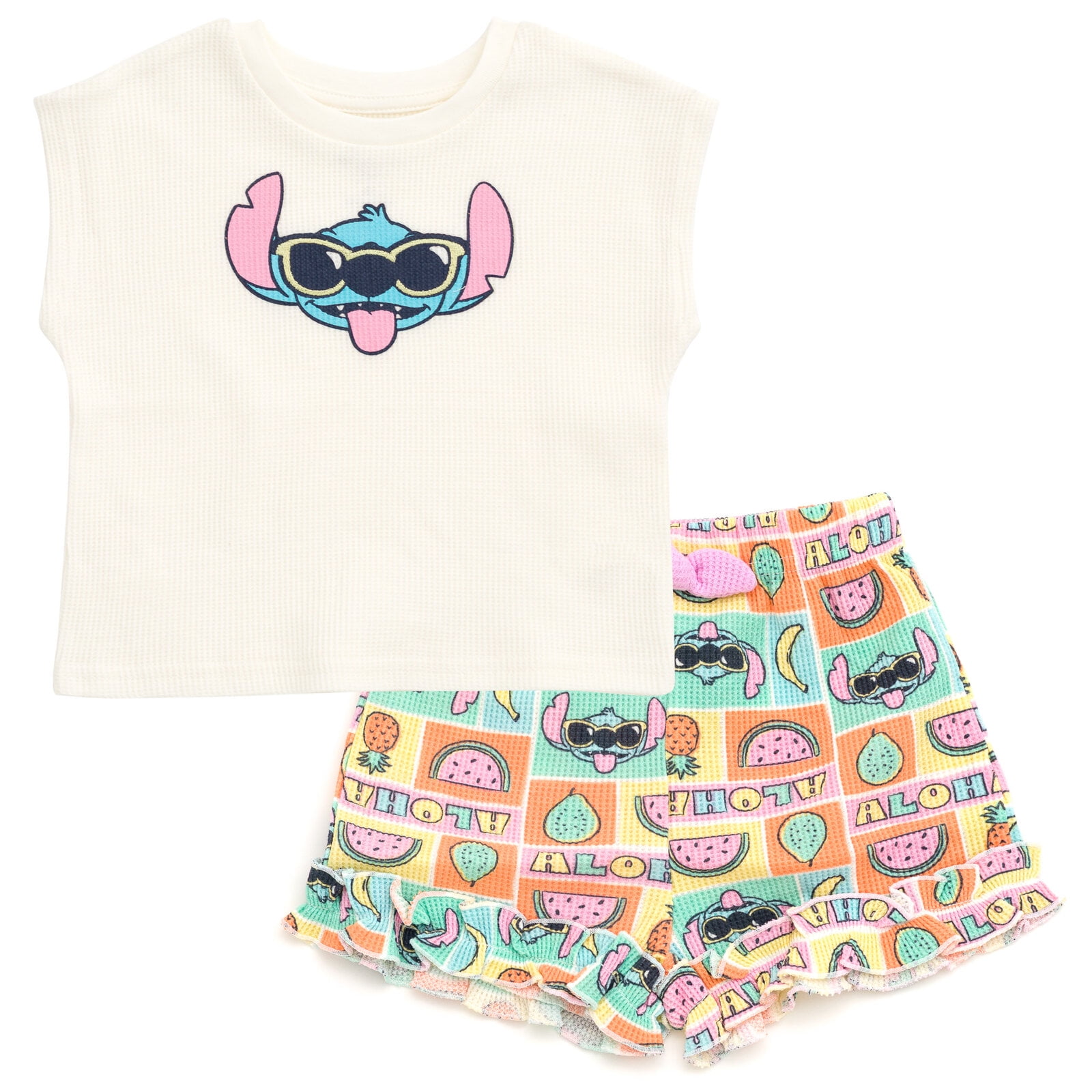 Disney Lilo & Stitch Waffle Knit T-Shirt and Shorts Outfit Set Newborn ...