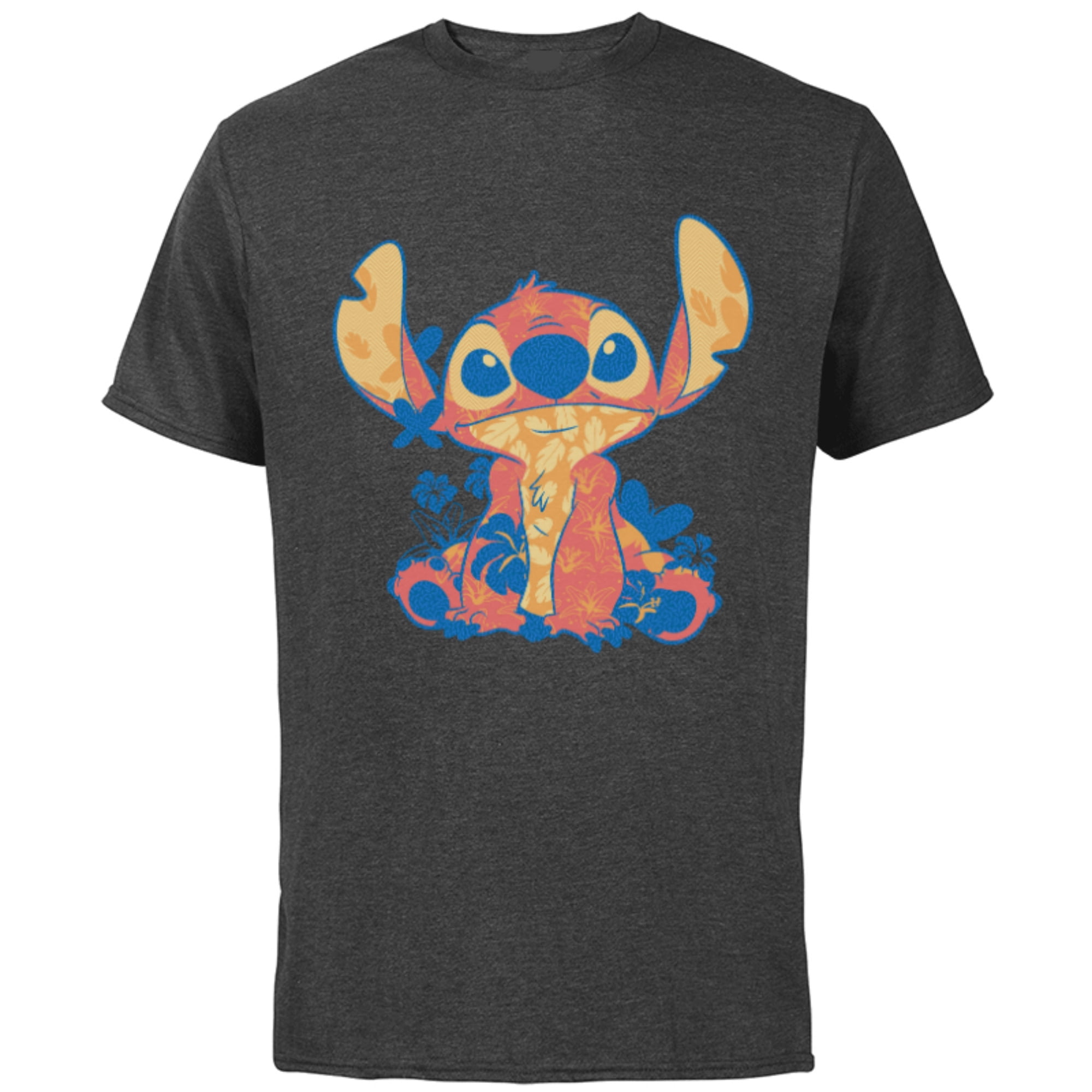 Disney Lilo & Stitch in Hawaiian Floral Print - Short Sleeve Cotton T ...