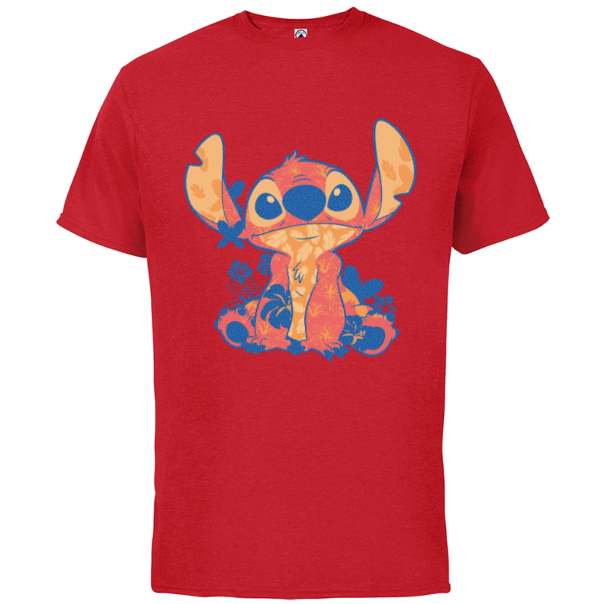 Disney Lilo & Stitch in Hawaiian Floral Print - Short Sleeve Cotton T ...