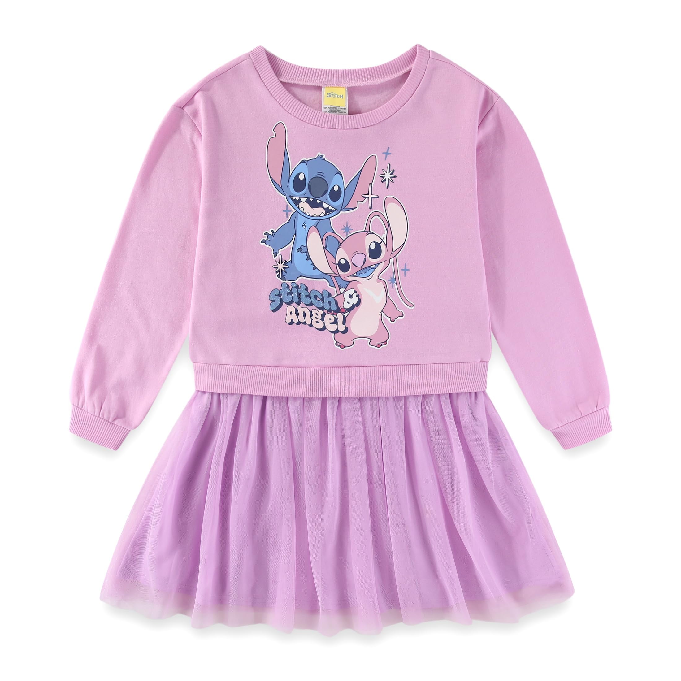 Disney Lilo and Stitch Angel Long Sleeve Tulle Dress (Girls), Sizes 4 ...