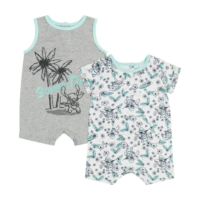 Disney Lilo and Stitch Baby Boy Rompers, 2-Pack, Sizes 0-24 Months ...