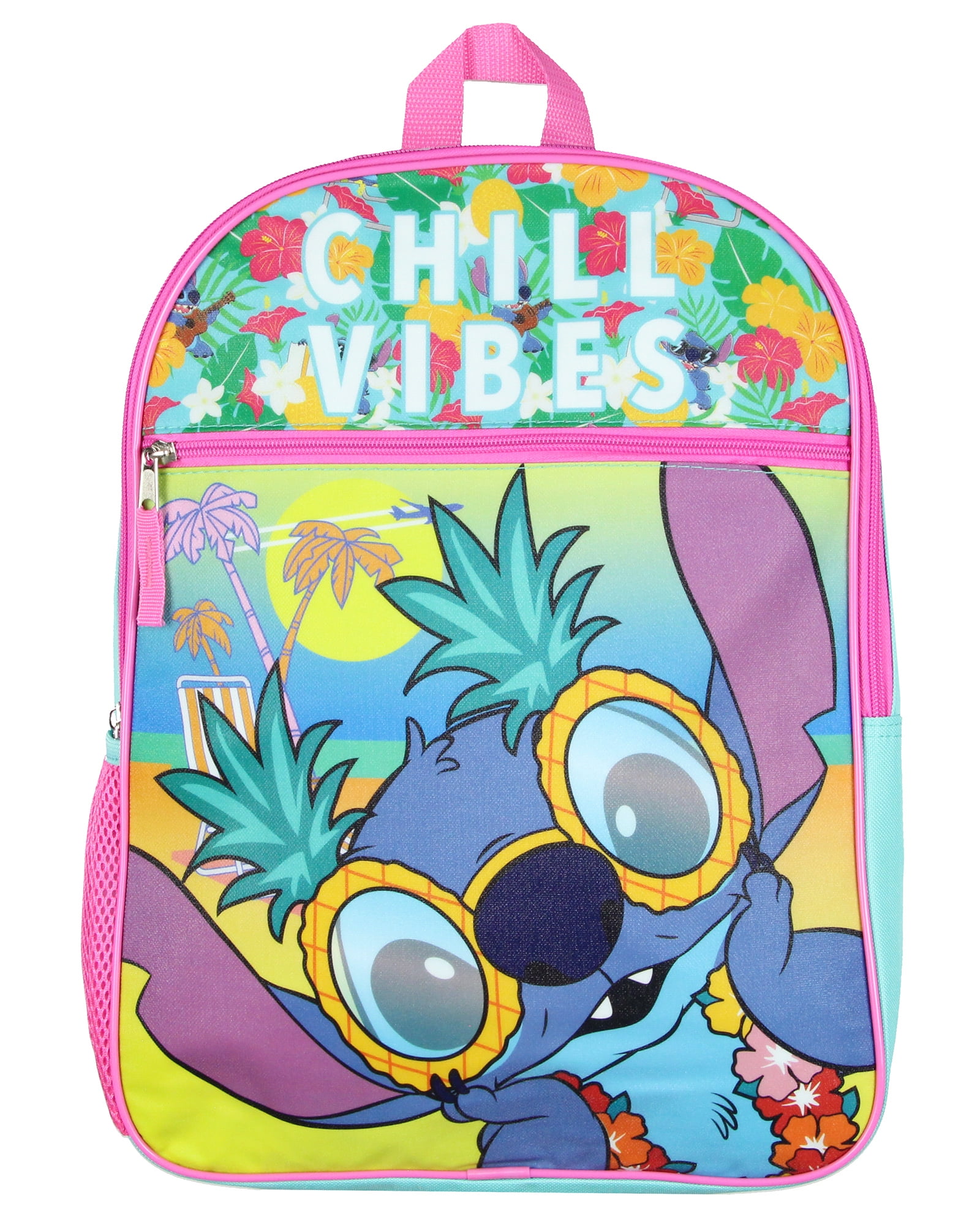 Disney Lilo and Stitch Chill Vibes Tropical 16" School Travel Backpack ...