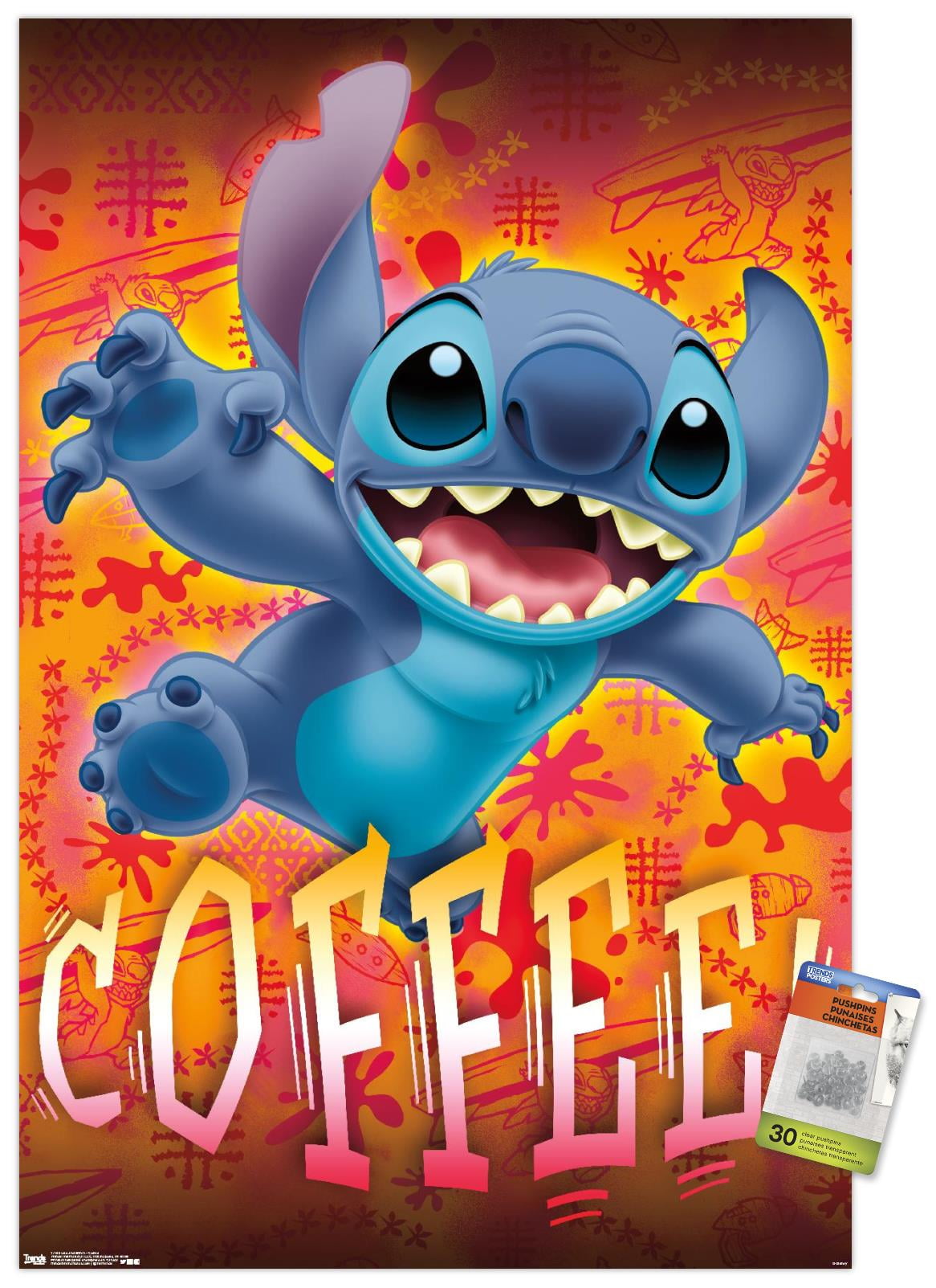 Disney Lilo & Stitch (2002) - Coffee Wall Poster with Push Pins, 22.375 ...